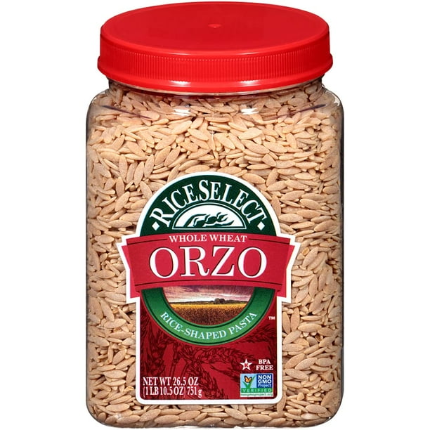 RiceSelect Whole Wheat Orzo Rice-Shaped Pasta, Non-GMO, Vegan, 26.5 ...