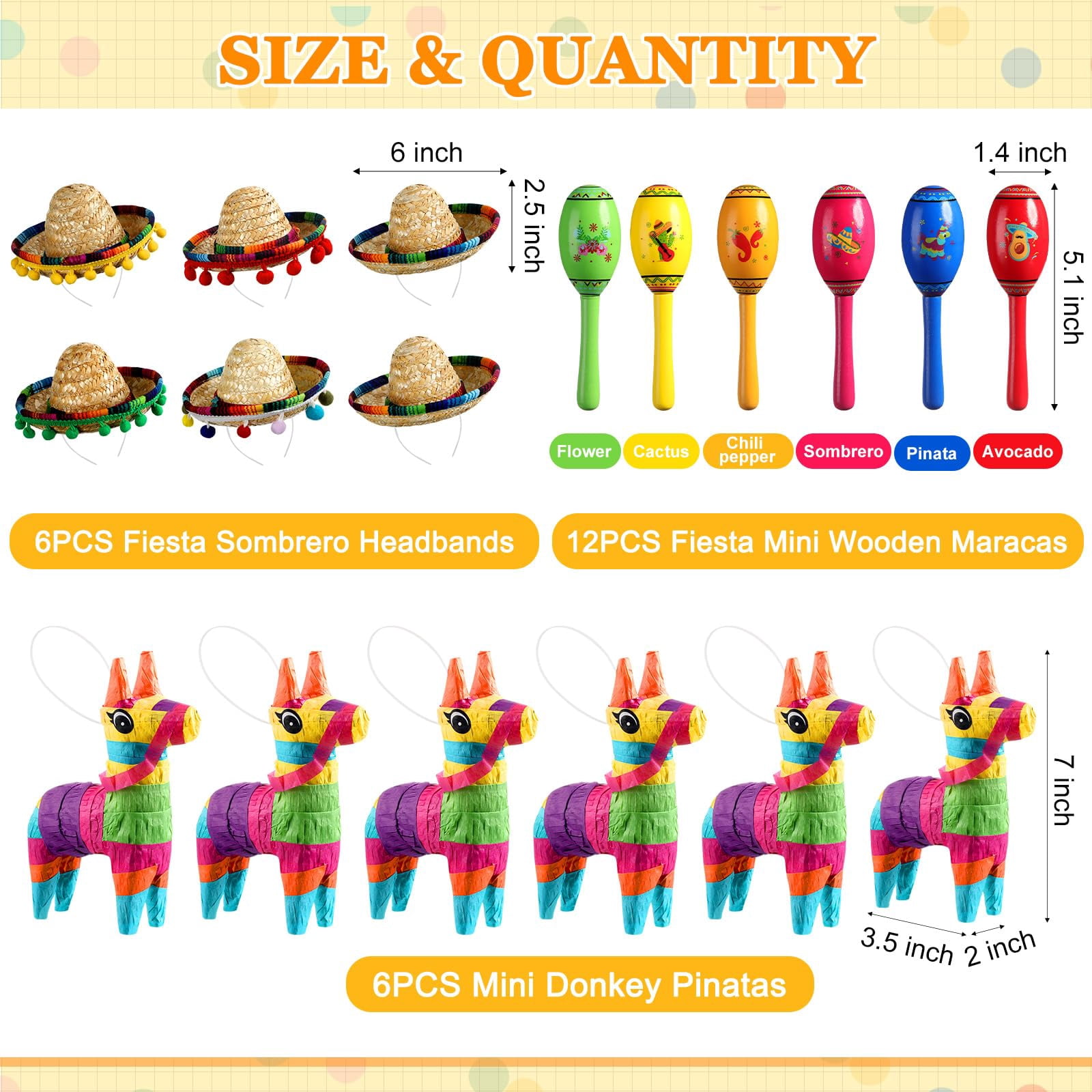 Riceshoot 24 Pcs AJH3 Mexican Fiesta Decorations Include 6 Sombrero Hat ...