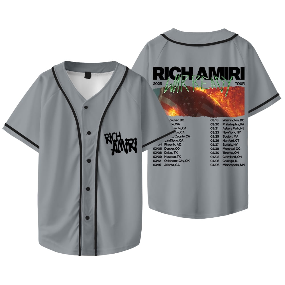Rich Amiri War Ready Tour 2025 Merch Baseball Jacket Tee Unisex HipHop ...