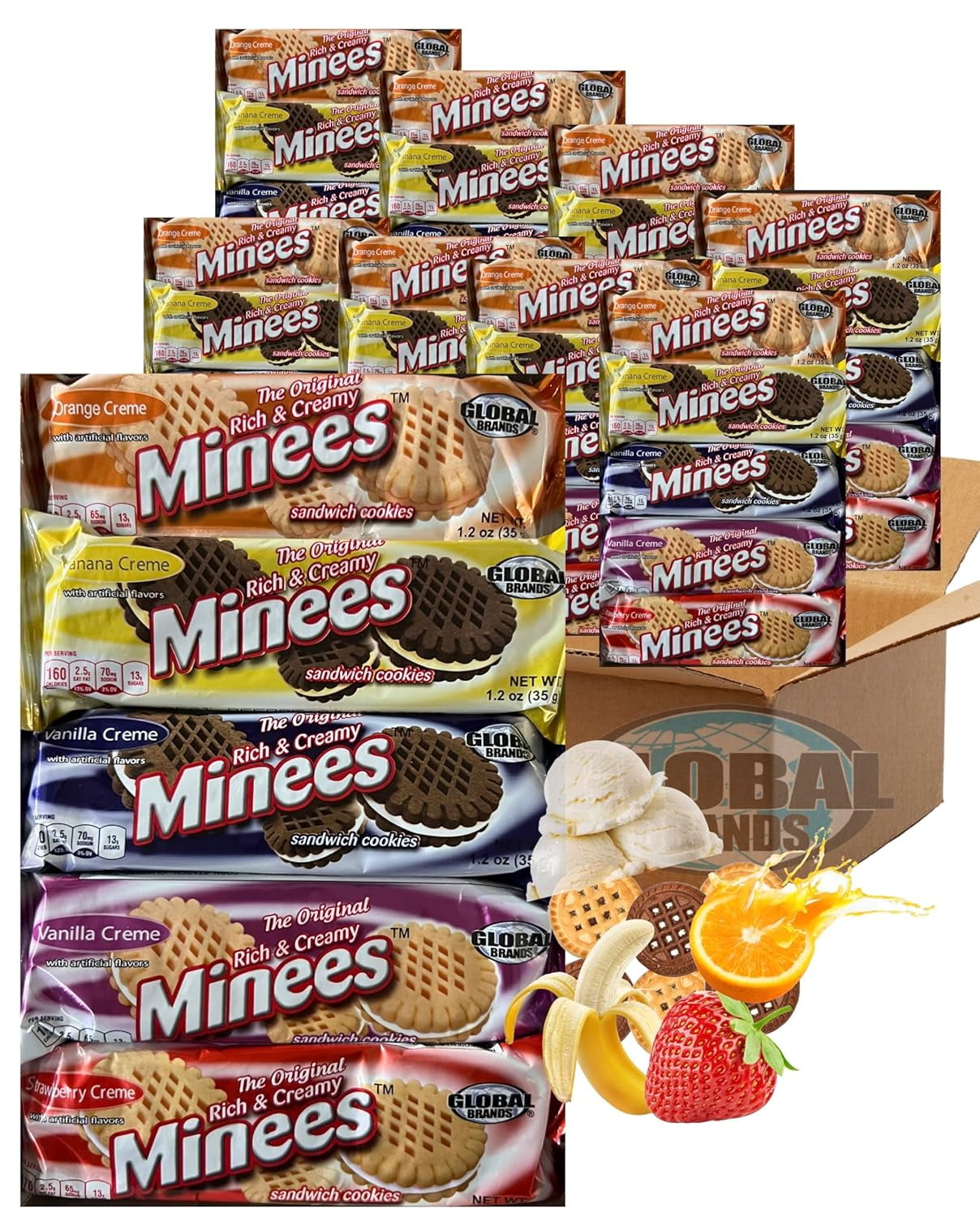 Rich & Creamy Minees Sandwich Cookies - 80 Snack Packs - 6 Cookies Per ...