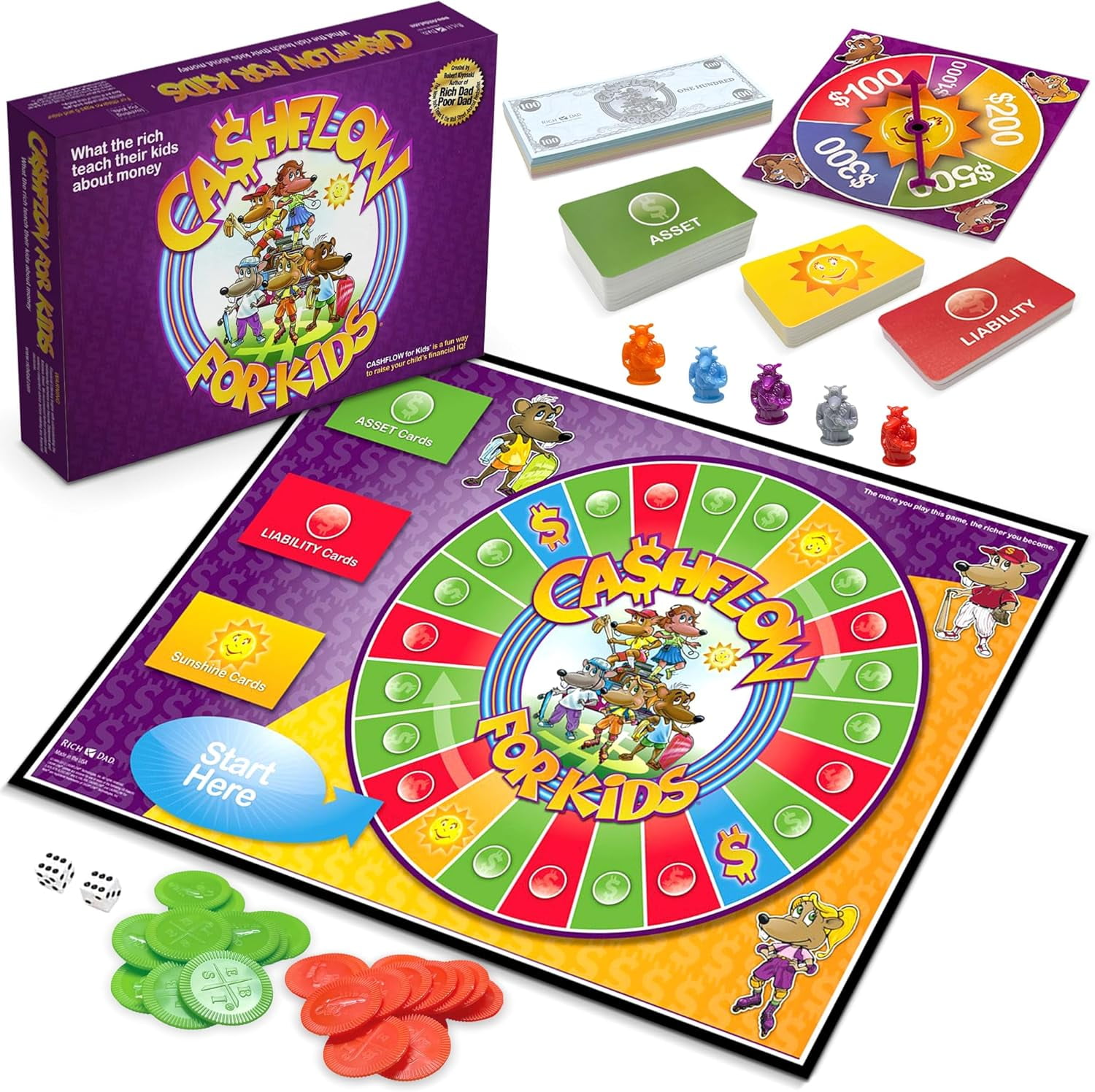 Rich Dad Cashflow Board Game for Kids, Children's Edition, Up to 6 ...