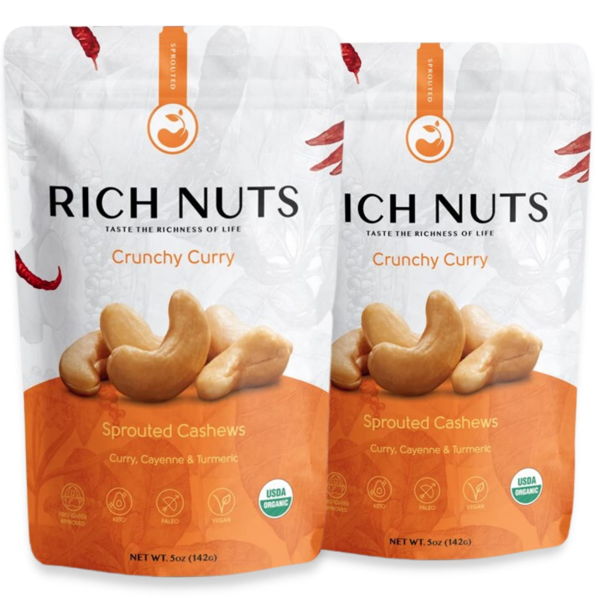 Rich Nuts Crunchy Curry MMF7 Gourmet Sprouted Cashews | Vegan, Keto ...