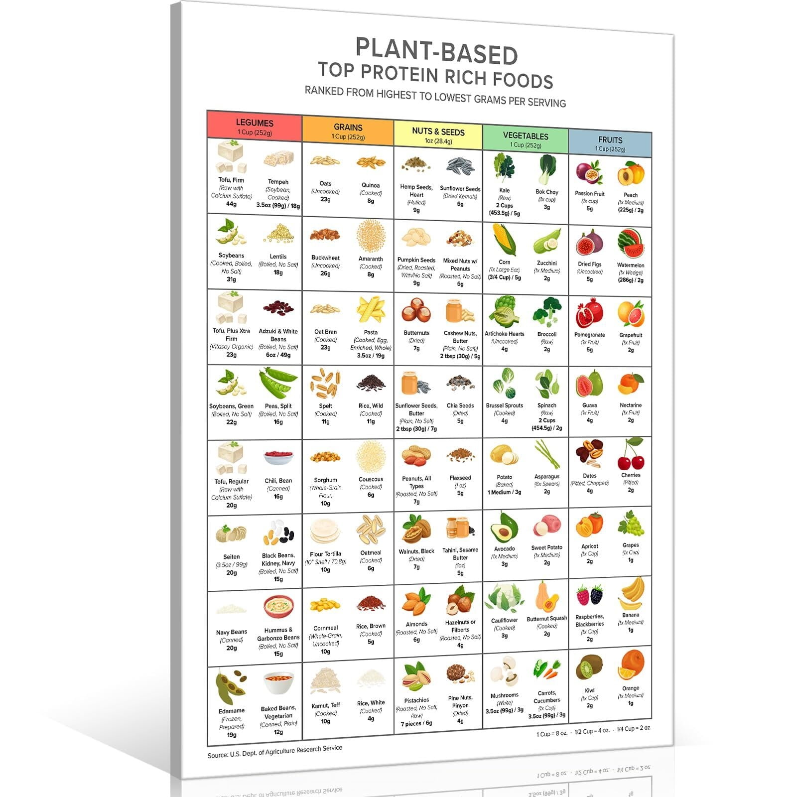 Rich Plant-based Protein Chart Wall Art, Top Protein Foods Poster, Keto ...