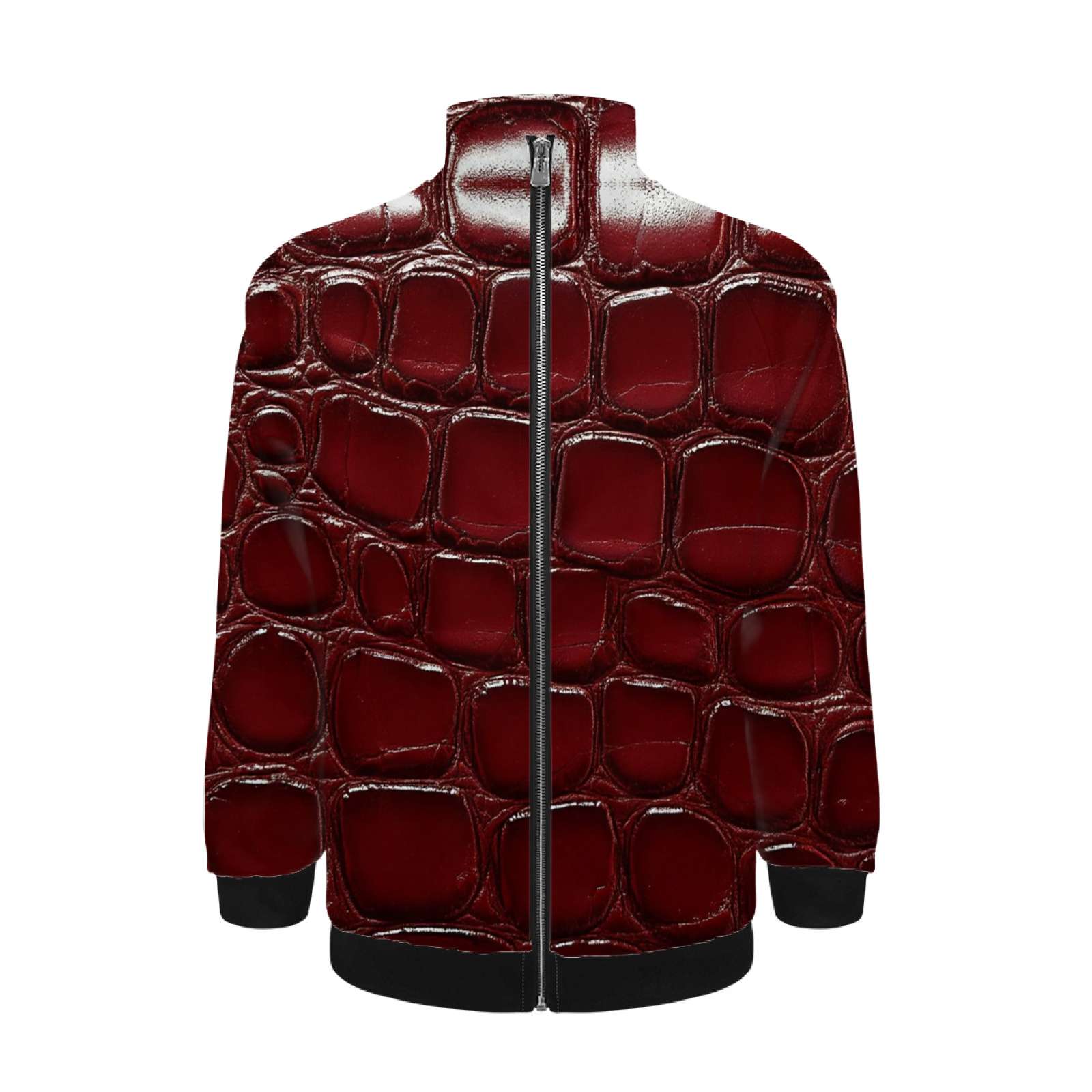 Rich Red Crocodile Leather Texture Jacket Men's Street Cool Long ...