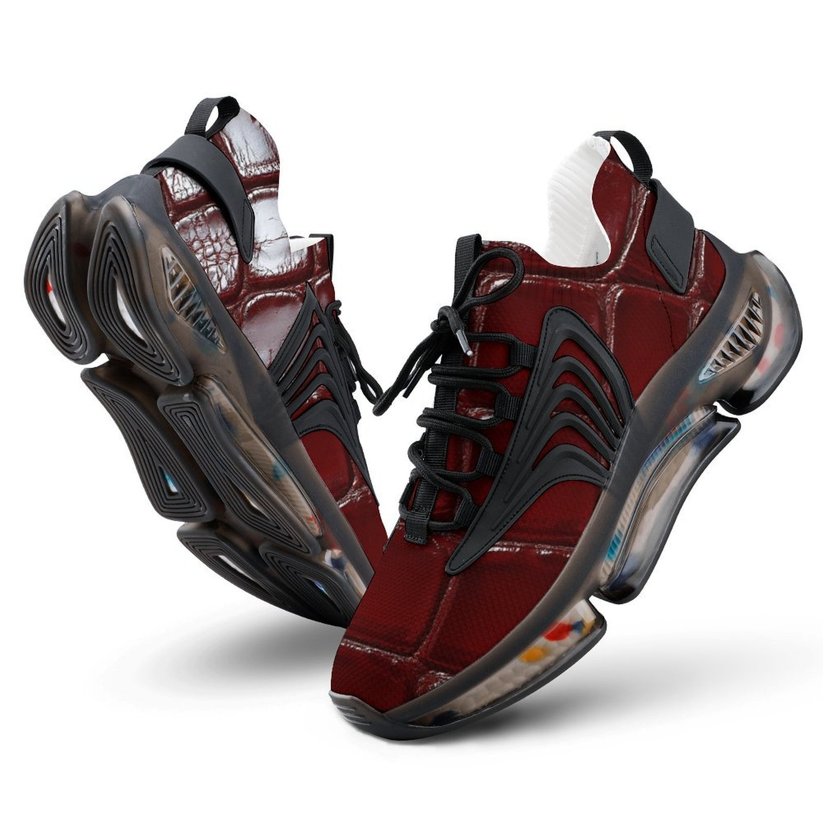 Rich Red Crocodile Leather Texture Walking Shoes for Men Woman ...