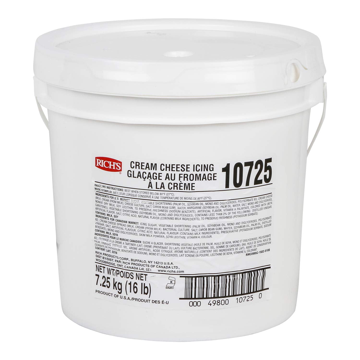 Rich's Buttercream Style Icing Pail, Cream Cheese, 16 lb pail - Walmart.com
