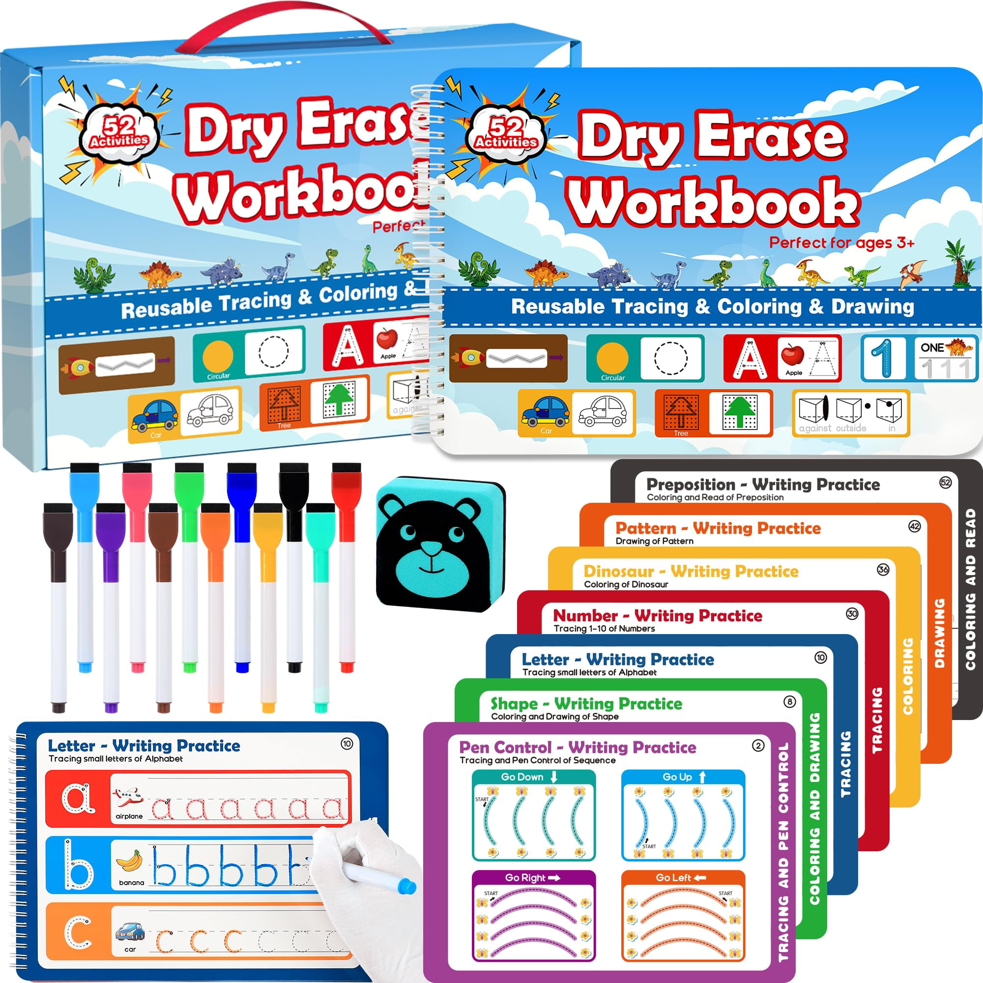 RichBoy Dry Erase Workbooks, DHF10 Activity Books with Tracing, Drawing ...