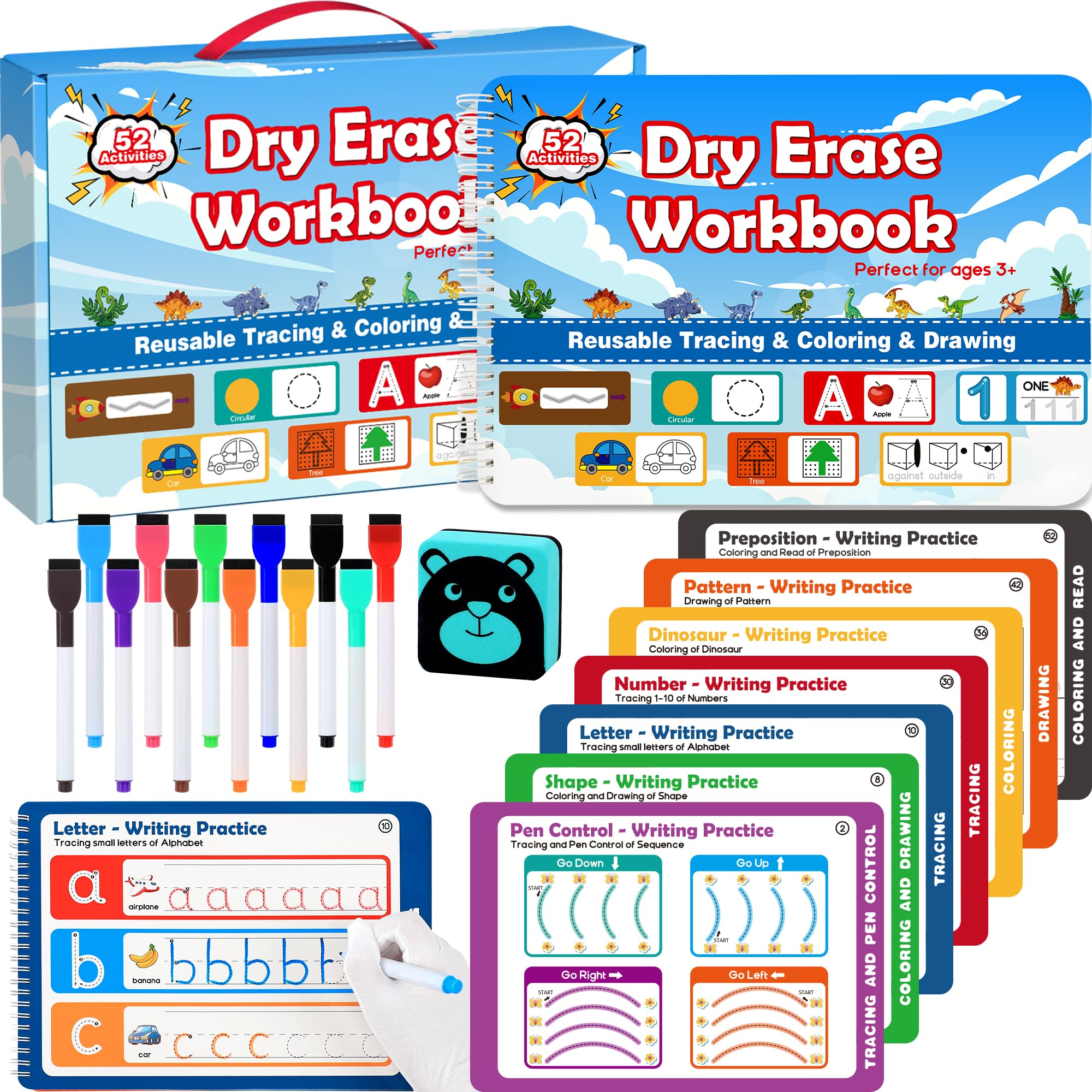 RichBoy Dry Erase Workbooks, STF9 Activity Books with Tracing, Drawing ...