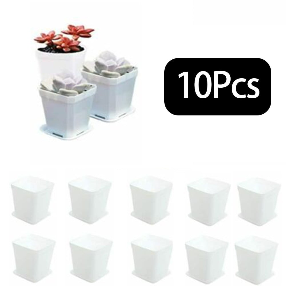 RichLink 10-Pack Multi-Color Square Nursery Flower Pots, Plastic Plant ...