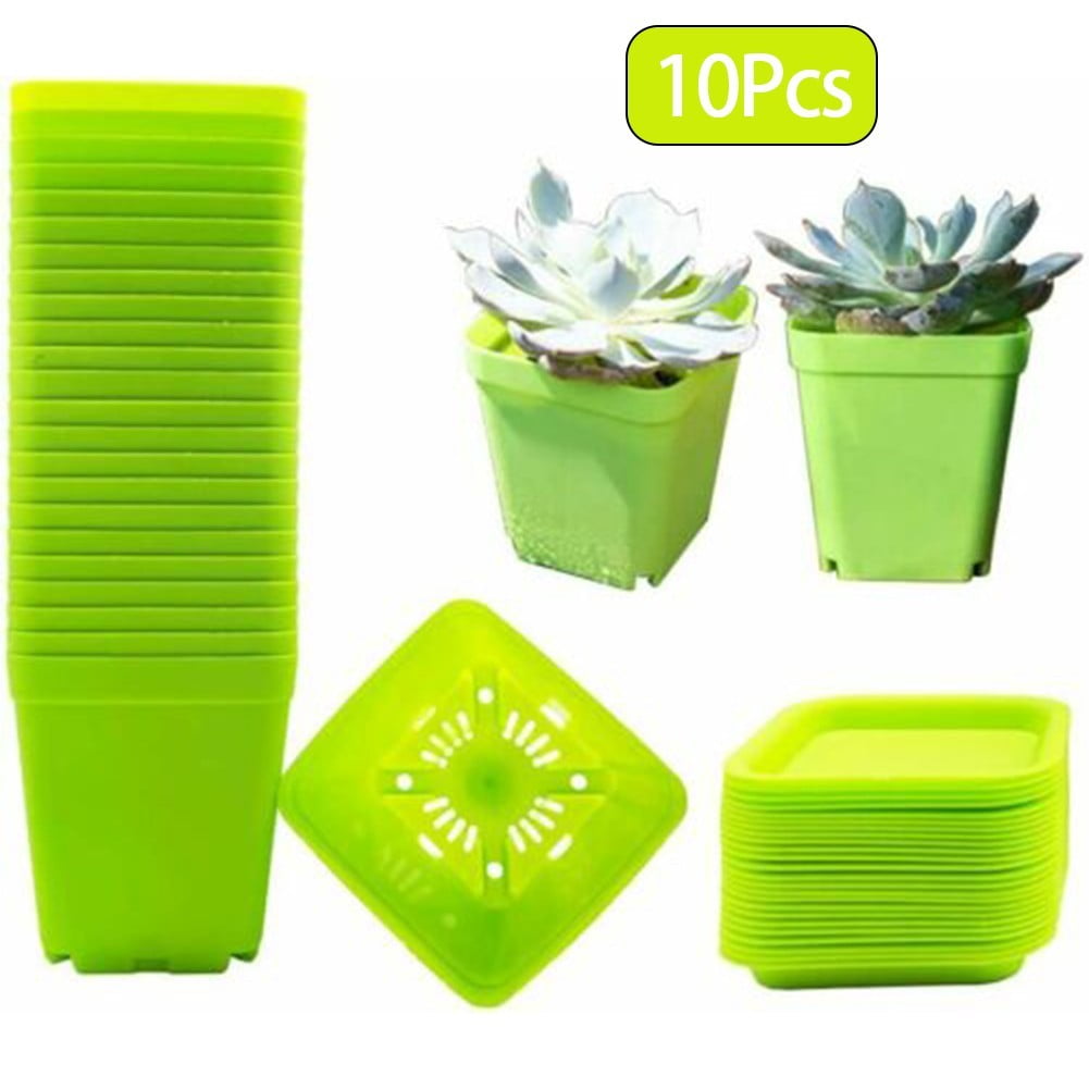 RichLink 10-Pack Multi-Color Square Nursery Flower Pots, Plastic Plant ...
