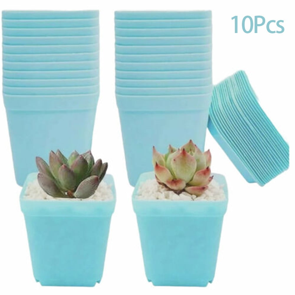 RichLink 10-Pack Multi-Color Square Nursery Flower Pots, Plastic Plant ...