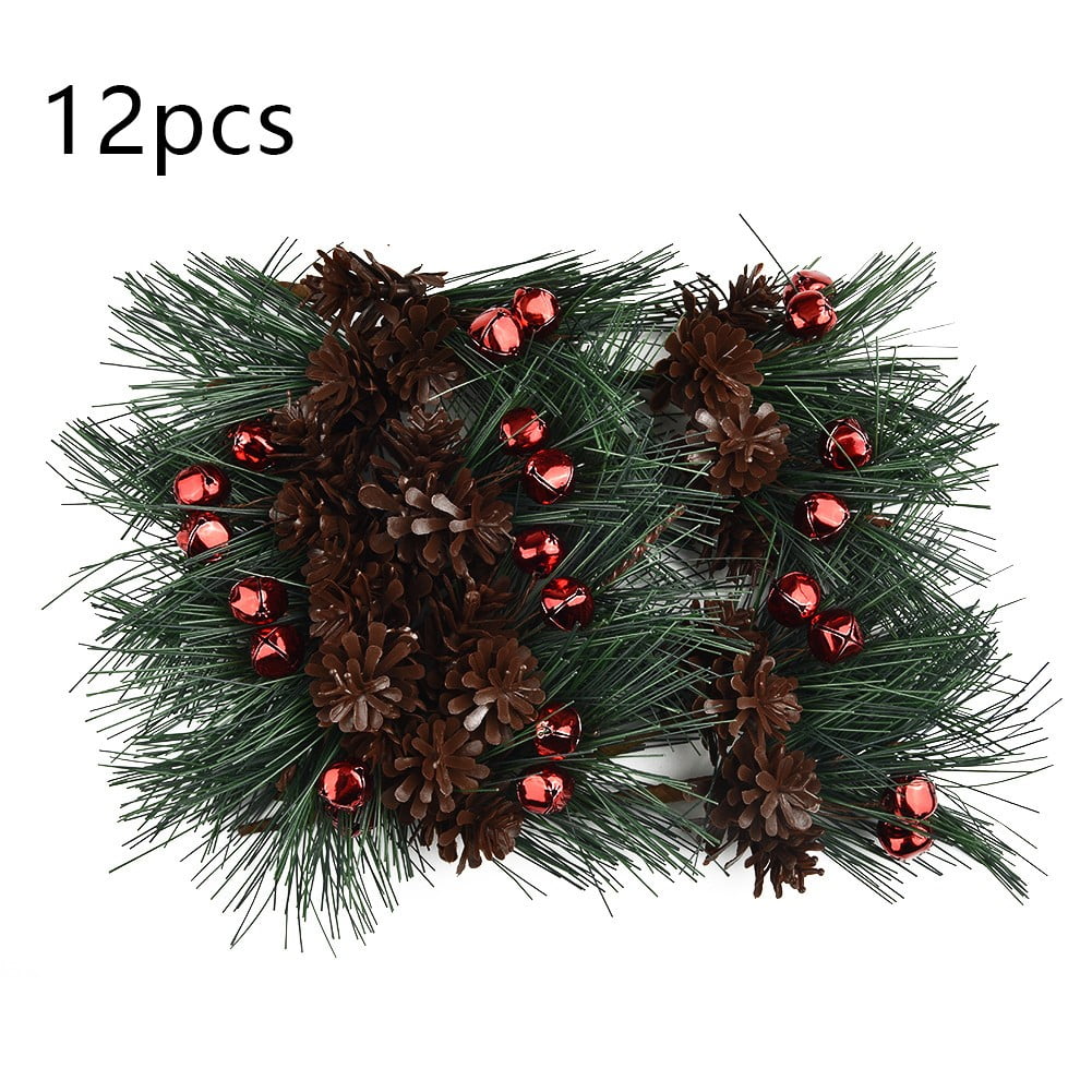 RichLink 12 Pcs Artificial Pine Cone Red Berry Twig Stem, Holly ...