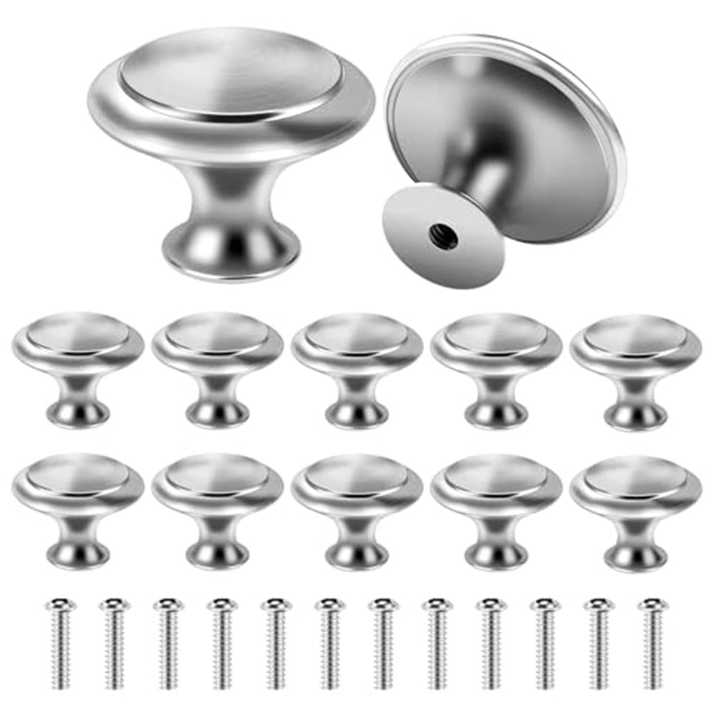 RichLink 12Pcs Furniture Knobs Diameter 30Mm Round Drawer Knobs Silver ...