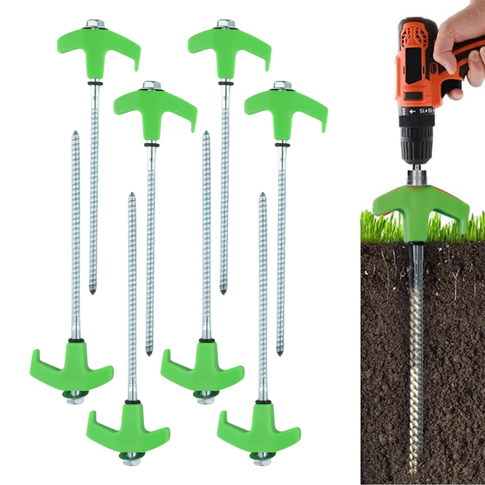 8 Man Tent 12 PCS Screw In Tent Stakes For Women Men - Ground Anchors 4 ...