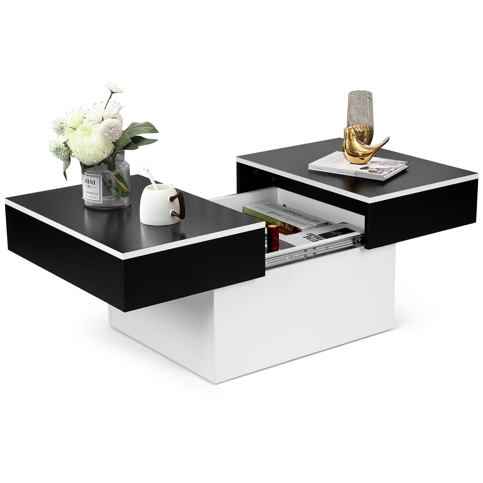 RichYa 16''Modern Extendable Coffee Table ,Rectangle Cocktail Table ...