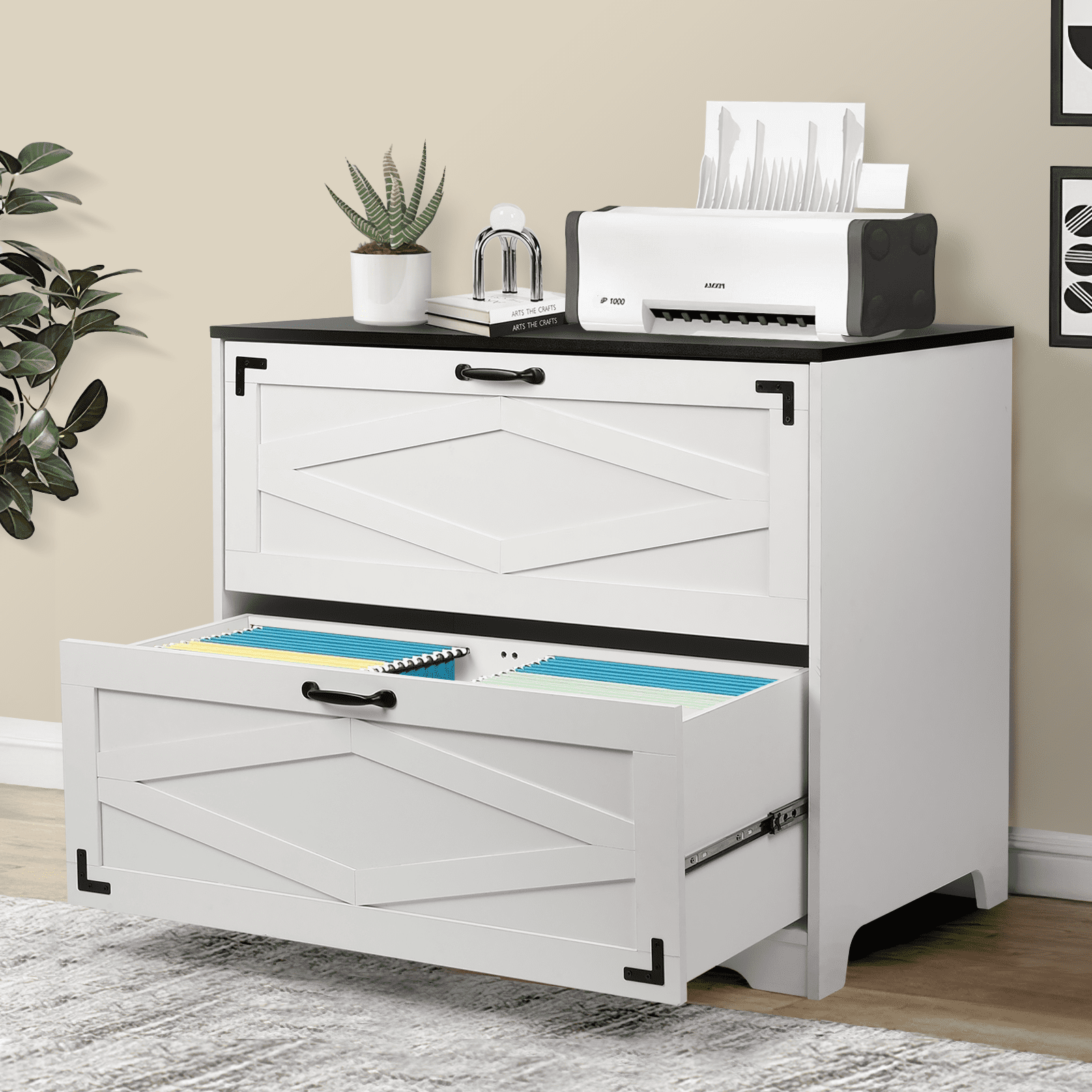 RichYa 2 Drawer Lateral File Cabinet, Large Wood Filing Cabinet for ...