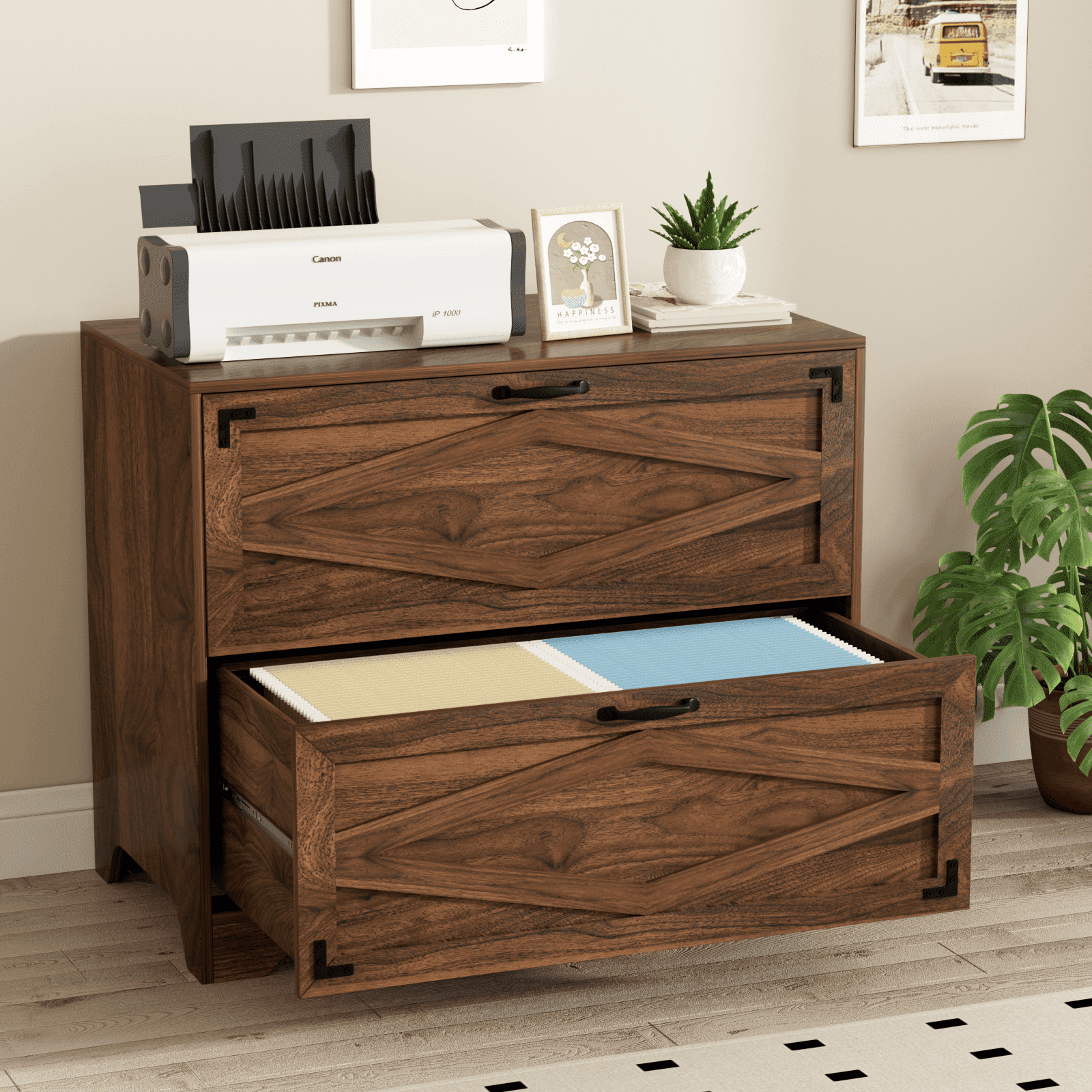 RichYa 2 Drawer Wood Lateral File Cabinet, Large Filing Cabinet for ...