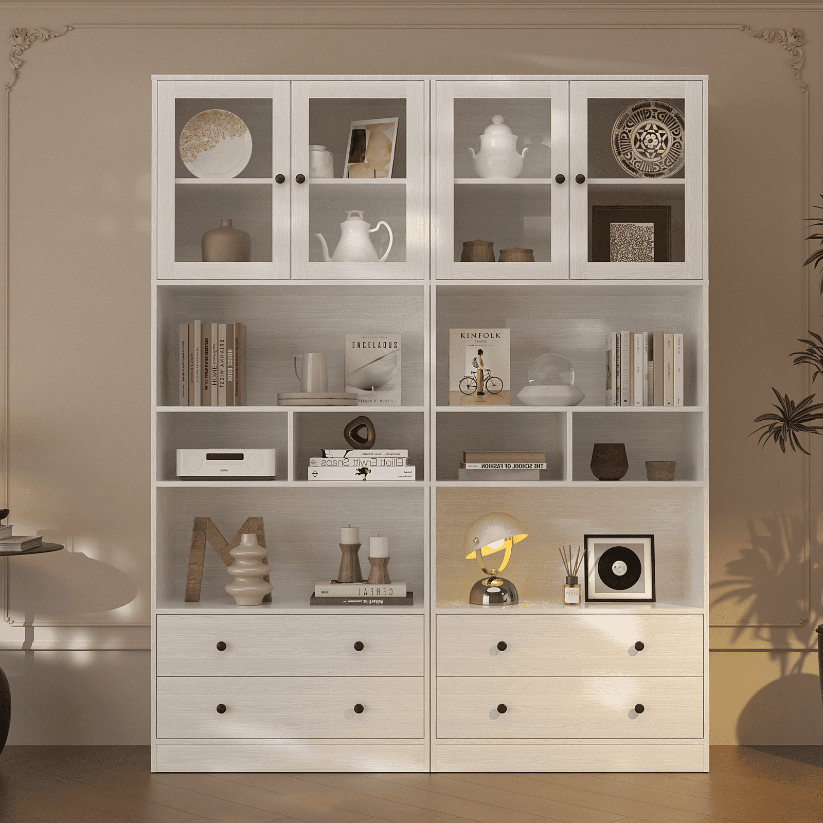 RichYa 2Pcs Modern Bookcases Set with Durable Shelves, Modular Open ...