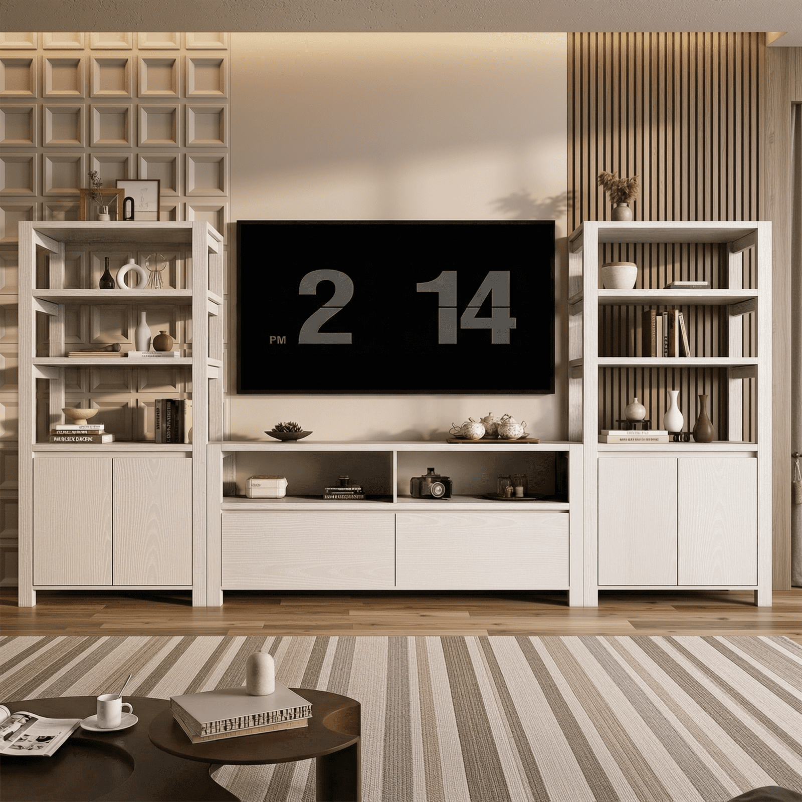 RichYa 3-Piece Entertainment Center with Bookshelves, TV Stand for TVs ...