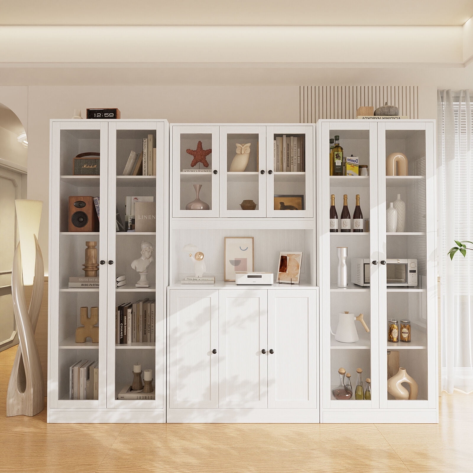 RichYa 3Pcs Kitchen Pantry Cabinet Set,Modular Furniture Cabinets with ...