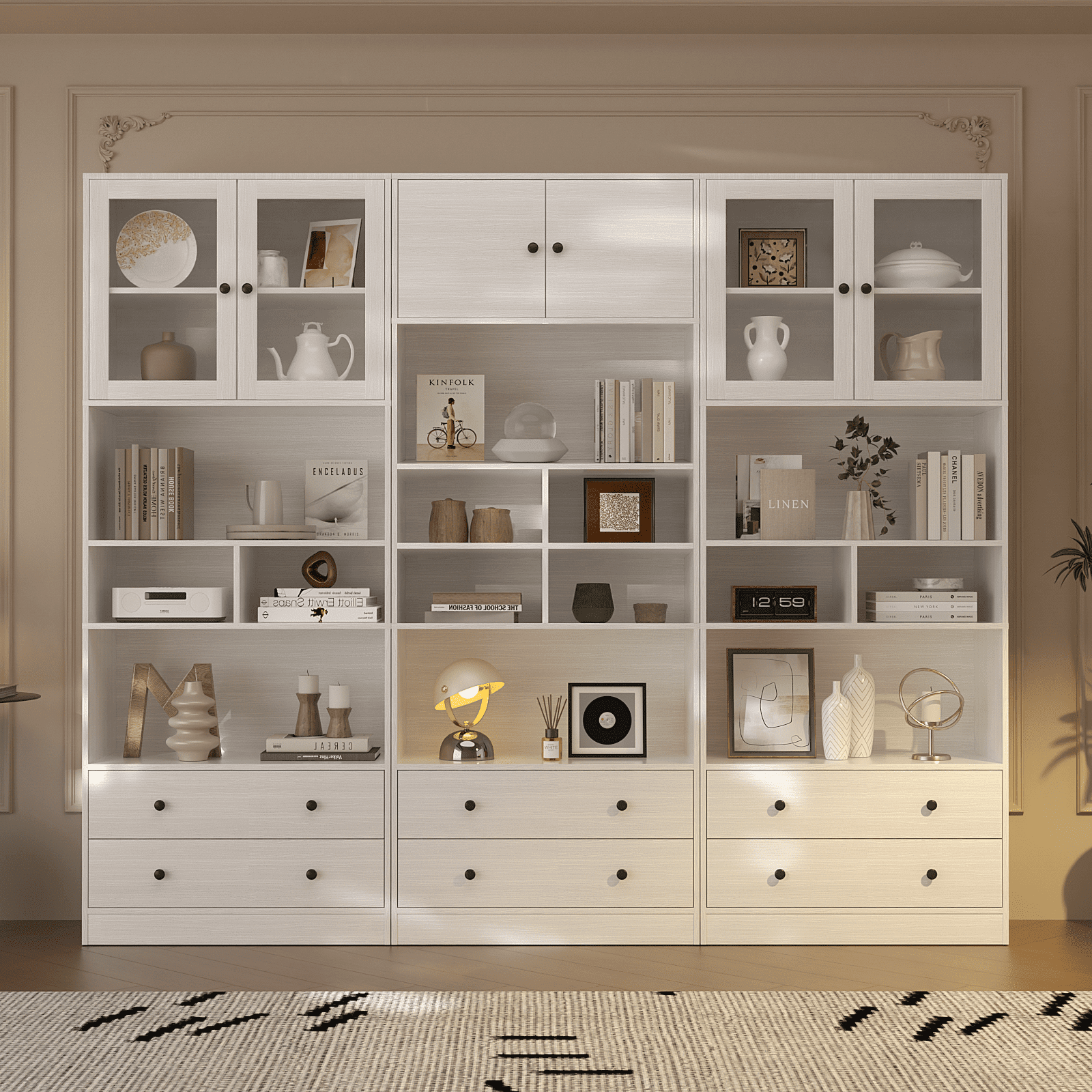 RichYa 3Pcs Modern Bookcases Set with Durable Shelves, Modular Open ...