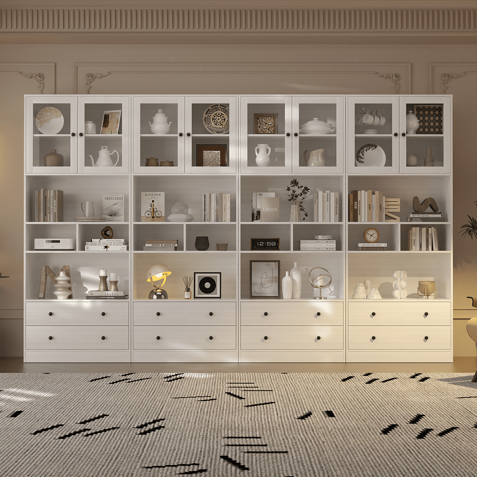 RichYa 4Pcs Modern Bookcases Set with Durable Shelves, Modular Open ...