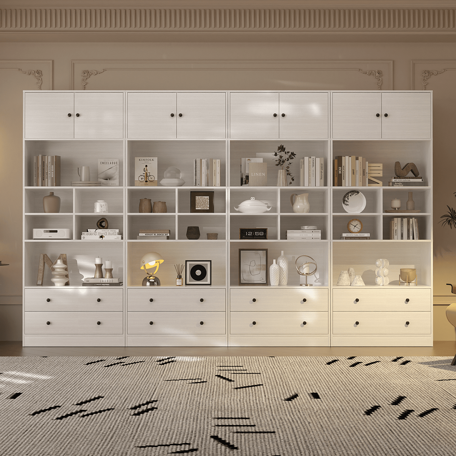 RichYa 4Pcs Modern Bookcases Set with Durable Shelves, Modular Open ...