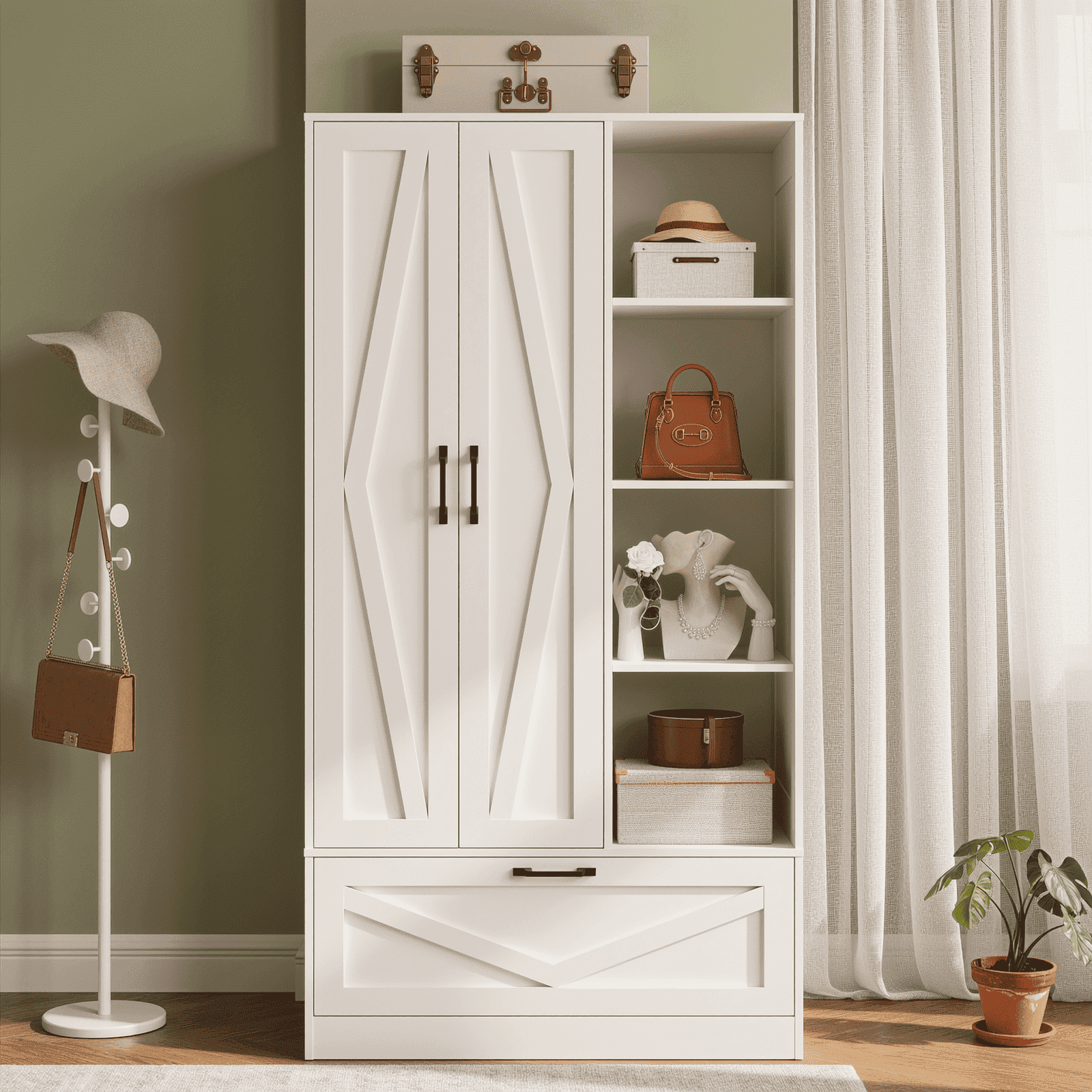RichYa 71"H Armoire Wardrobe Closet with Drawer,Clothes Storage Cabinet ...