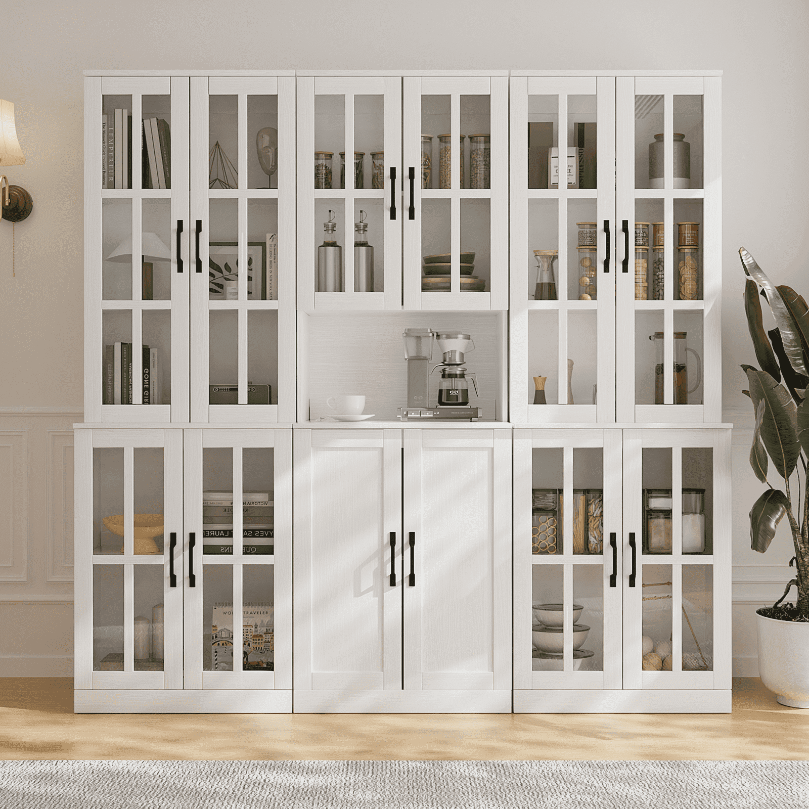 RichYa 3Pcs Bookcases with Doors,Modular Furniture Bookcases,5-Tier ...