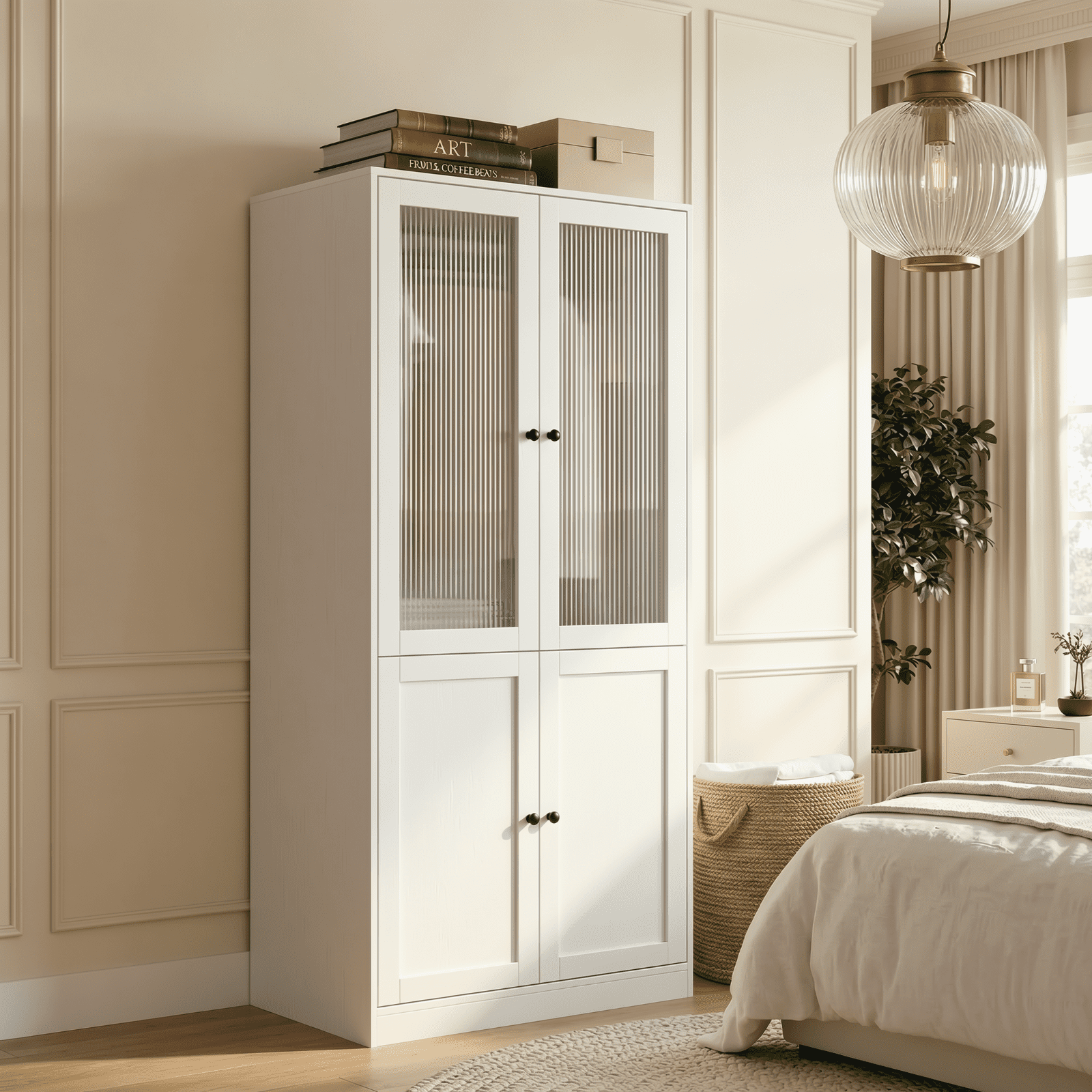 RichYa Armoire Wardrobe Closet with 4 Doors,Clothes Storage Cabinet ...