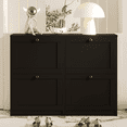 RichYa Modern Slim Black Shoe Cabinet, Entryway Storage with 4 Flip ...