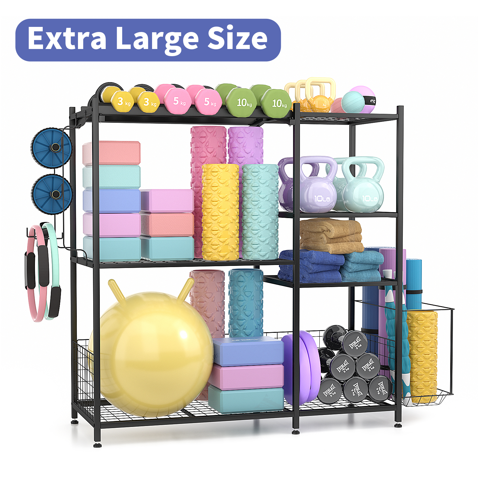 Yes4All Horizontal Wall Mounted Olympic Barbell Rack - 6 Bar Vertical ...