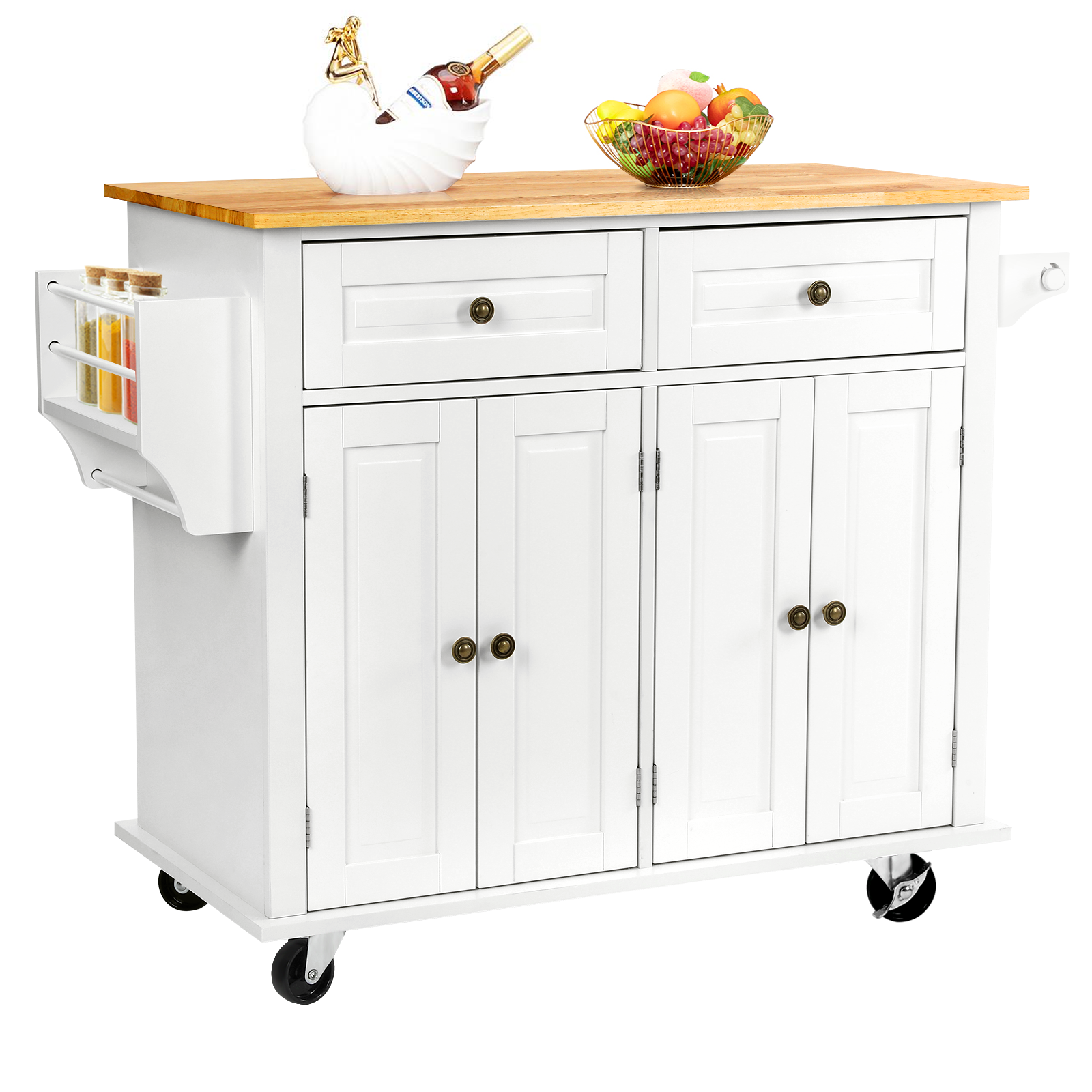 Homestyles Americana Off White Wood Kitchen Island with Storage and ...