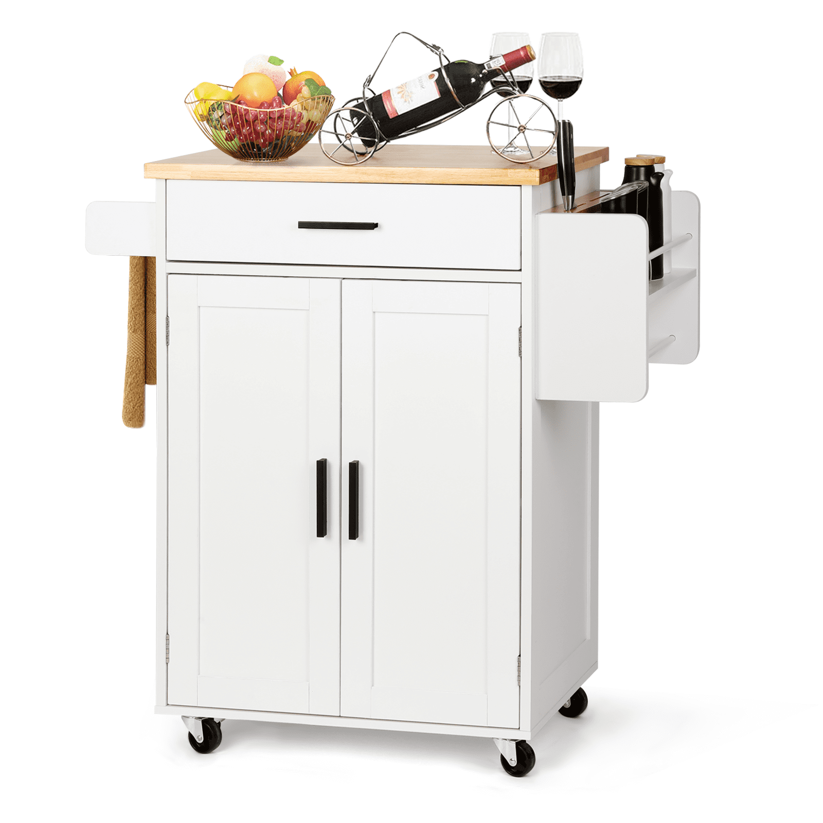RichYa Kitchen Island on Wheels with Storage Cabinet and Drawer ...