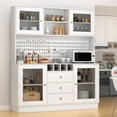 RichYa Kitchen Pantry 63" Spacious Countertop Hutch Cabinet with 3 ...