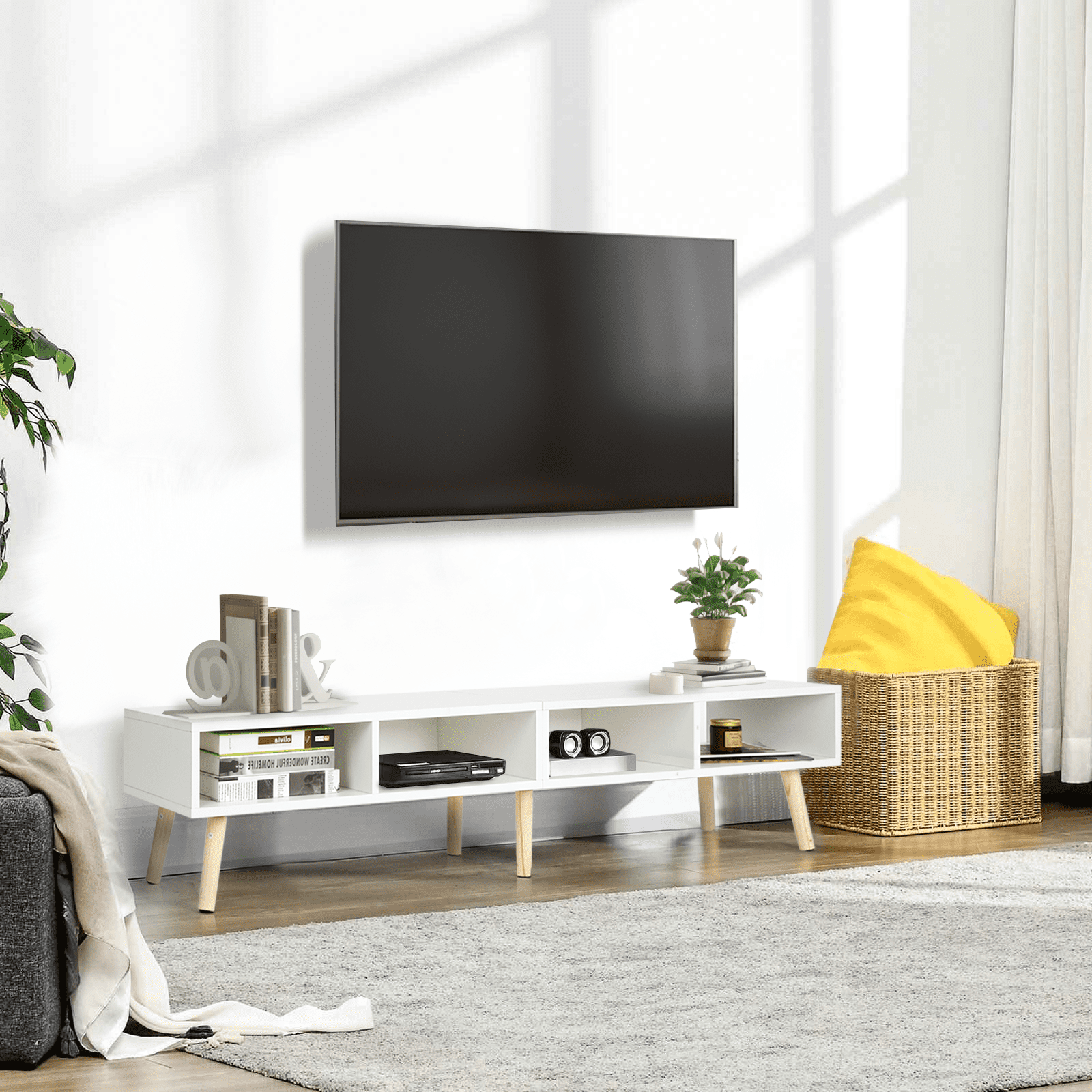 RichYa Modern Large TV Stand Console for TVs up to 65", Living Room ...
