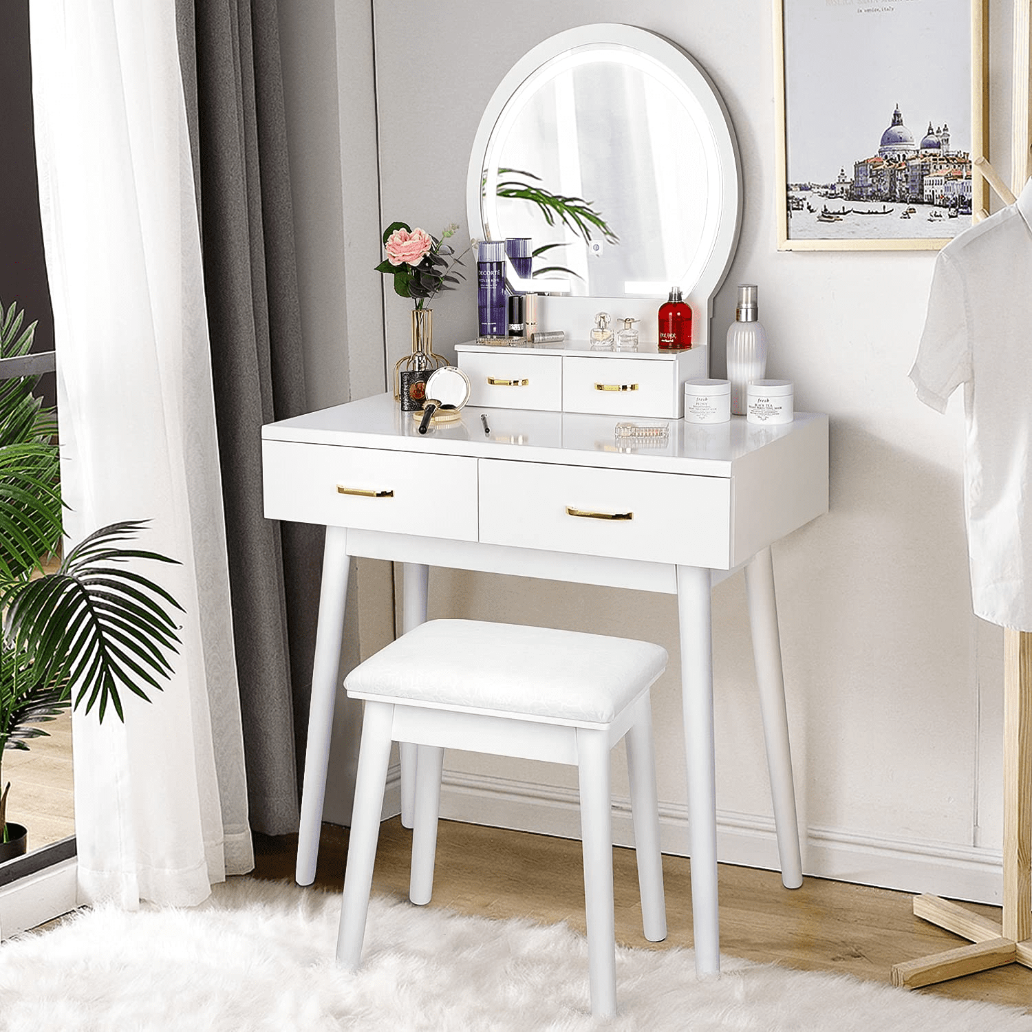 Amzdeal White Vanity Desk mit schonem Spiegel Germany Ubuy