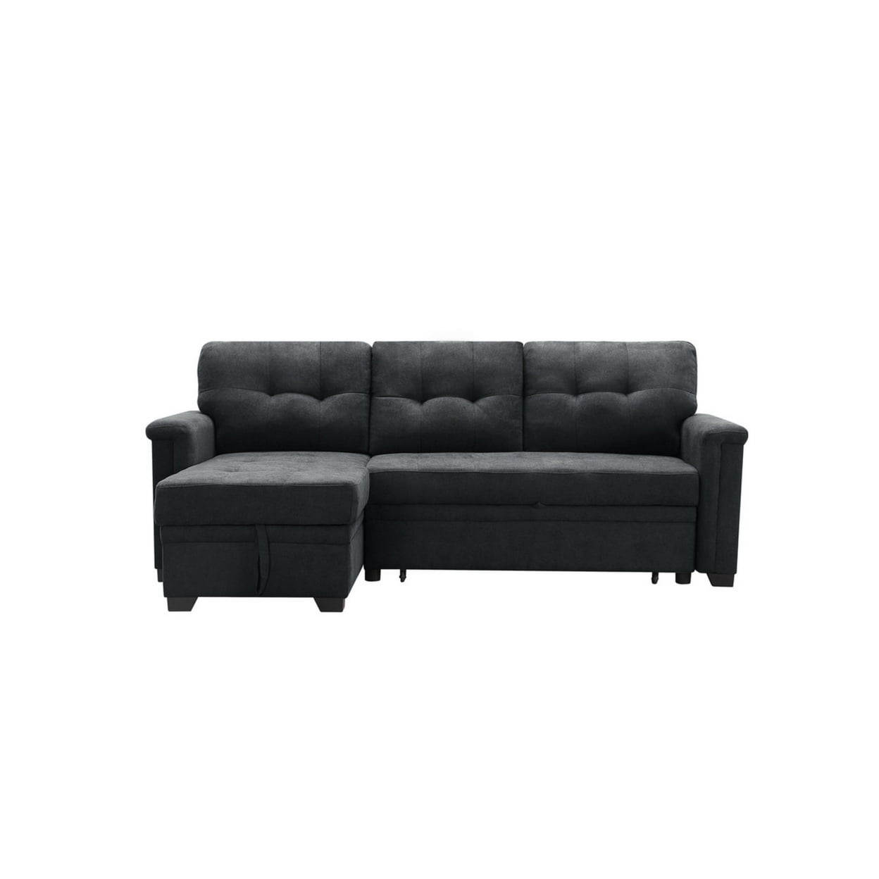 Richard 84 Inch Sleeper Sectional Chaise Sofa with USB Port, Dark Gray ...