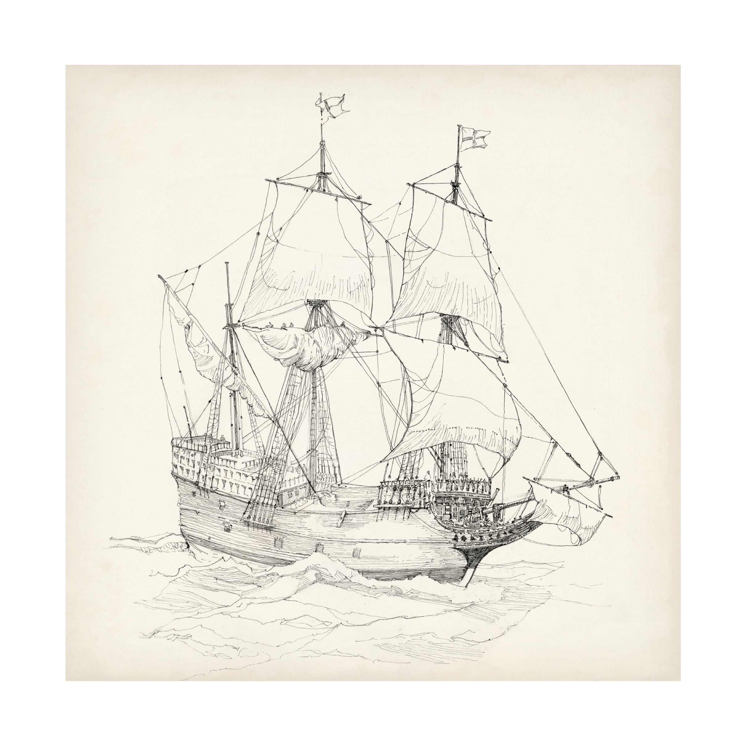 Richard Foust 'Antique Ship Sketch IV' Canvas Art - Walmart.com