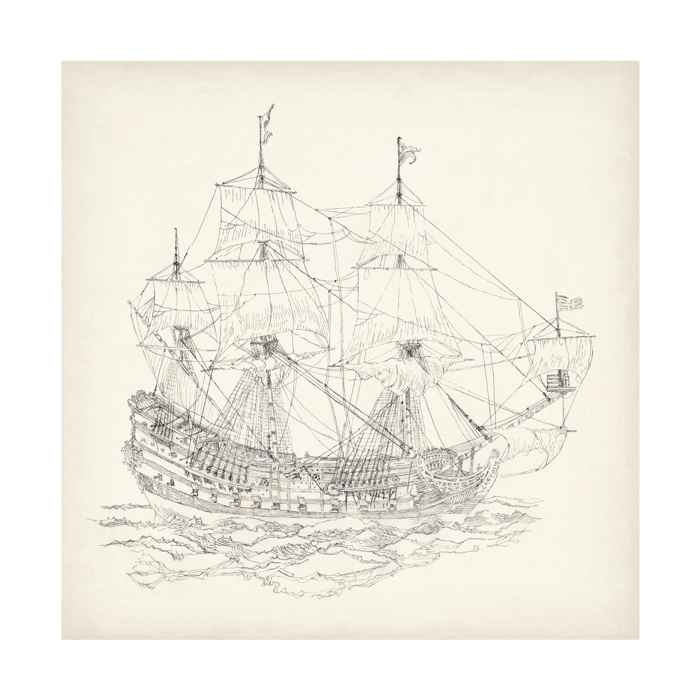 Richard Foust 'Antique Ship Sketch IX' Canvas Art - Walmart.com
