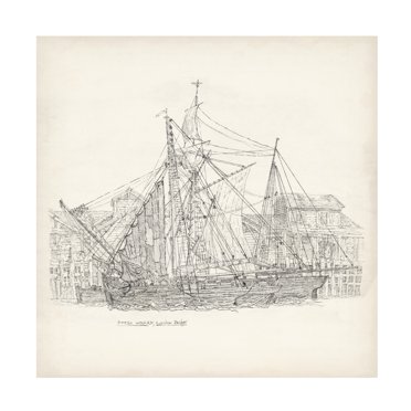 Richard Foust 'Antique Ship Sketch VIII' Canvas Art - Walmart.com
