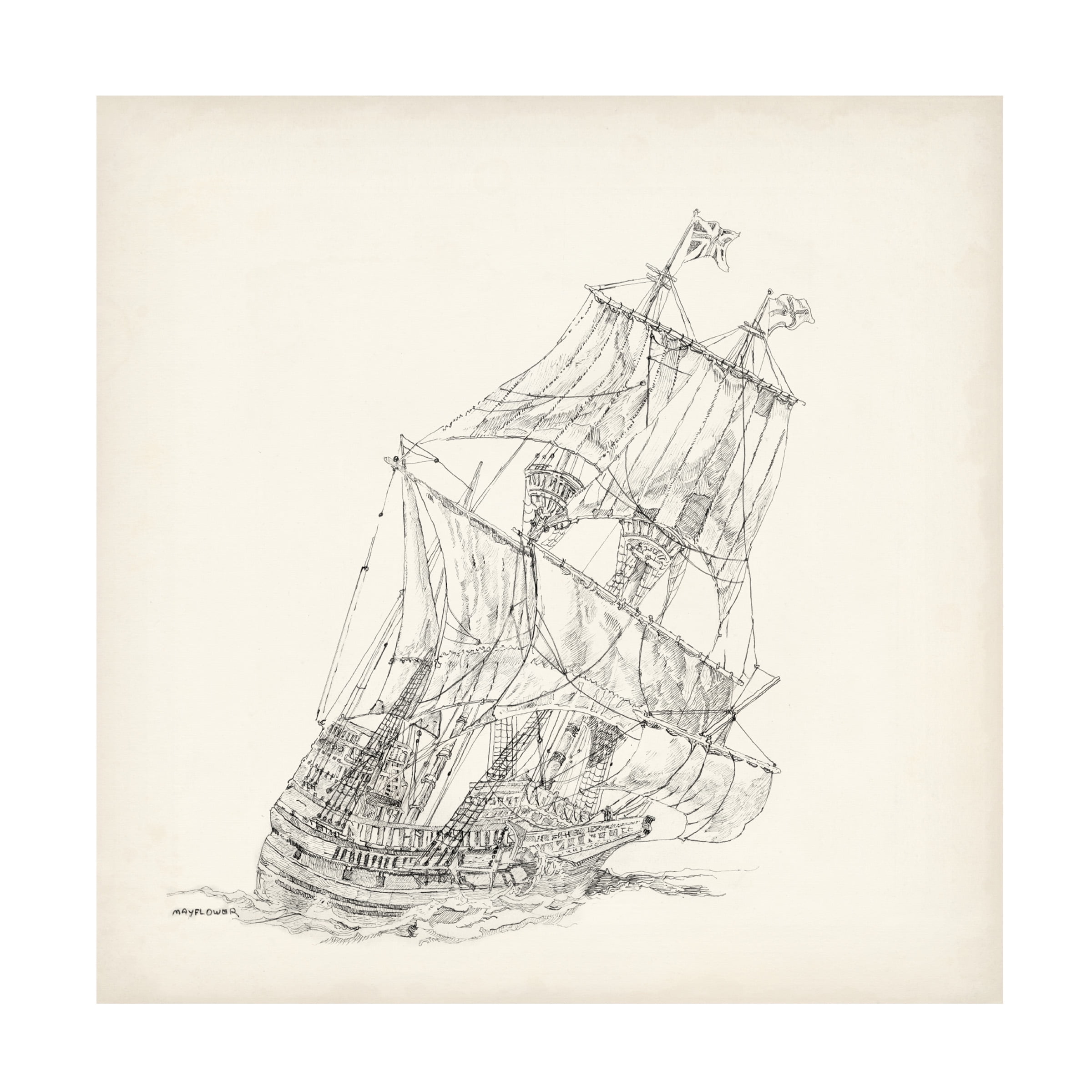 Richard Foust 'Antique Ship Sketch XI' Canvas Art - Walmart.com