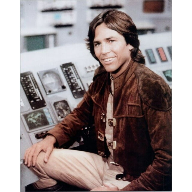 Richard Hatch as Captain Apollo at controls of Battlestar Galactica ...