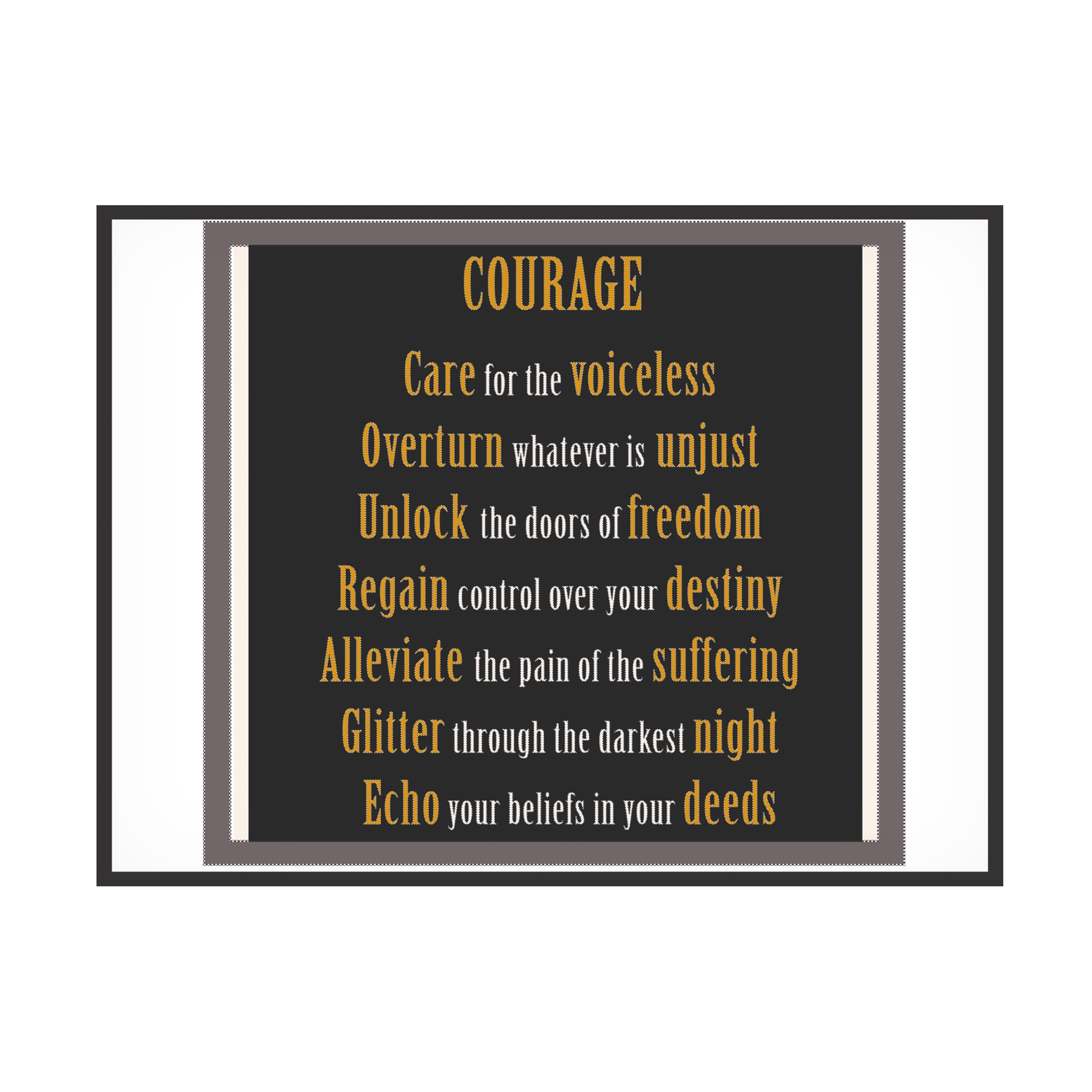 Courage Word Art Canvas - Inspirational Quote Typography - 24x32 ...