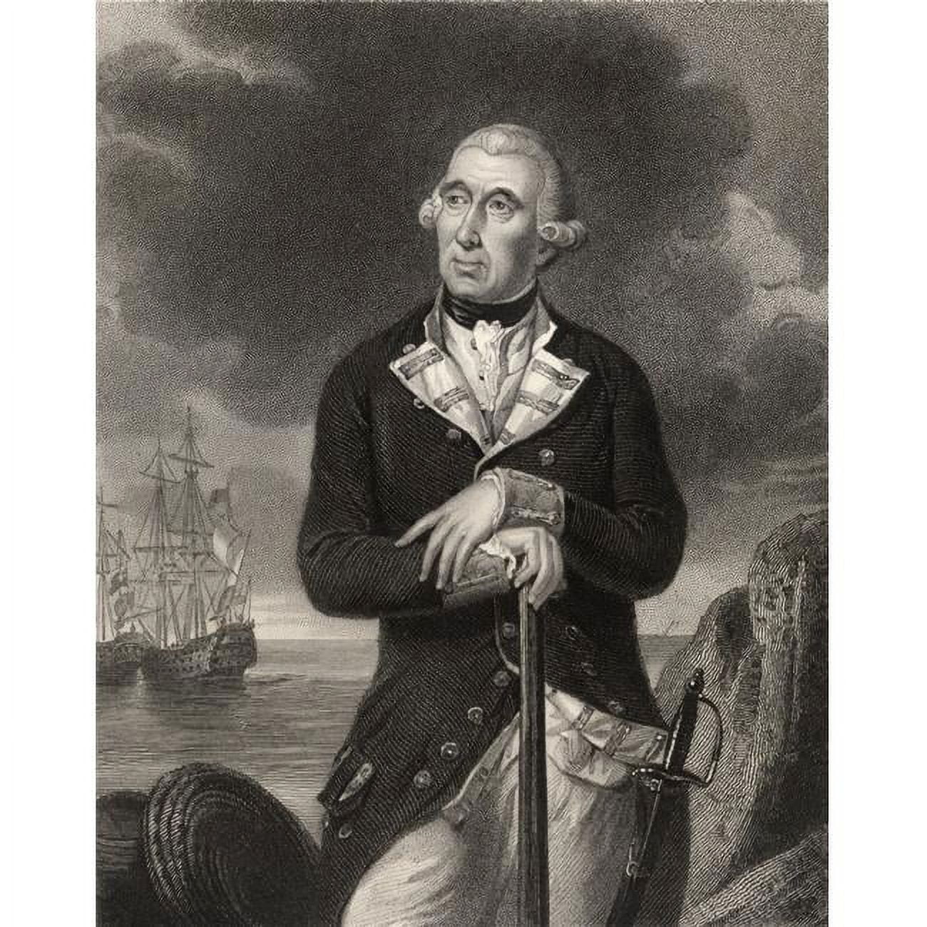 Richard Kempenfelt 1718 to 1782 British Rear Admiral Engraved by H ...