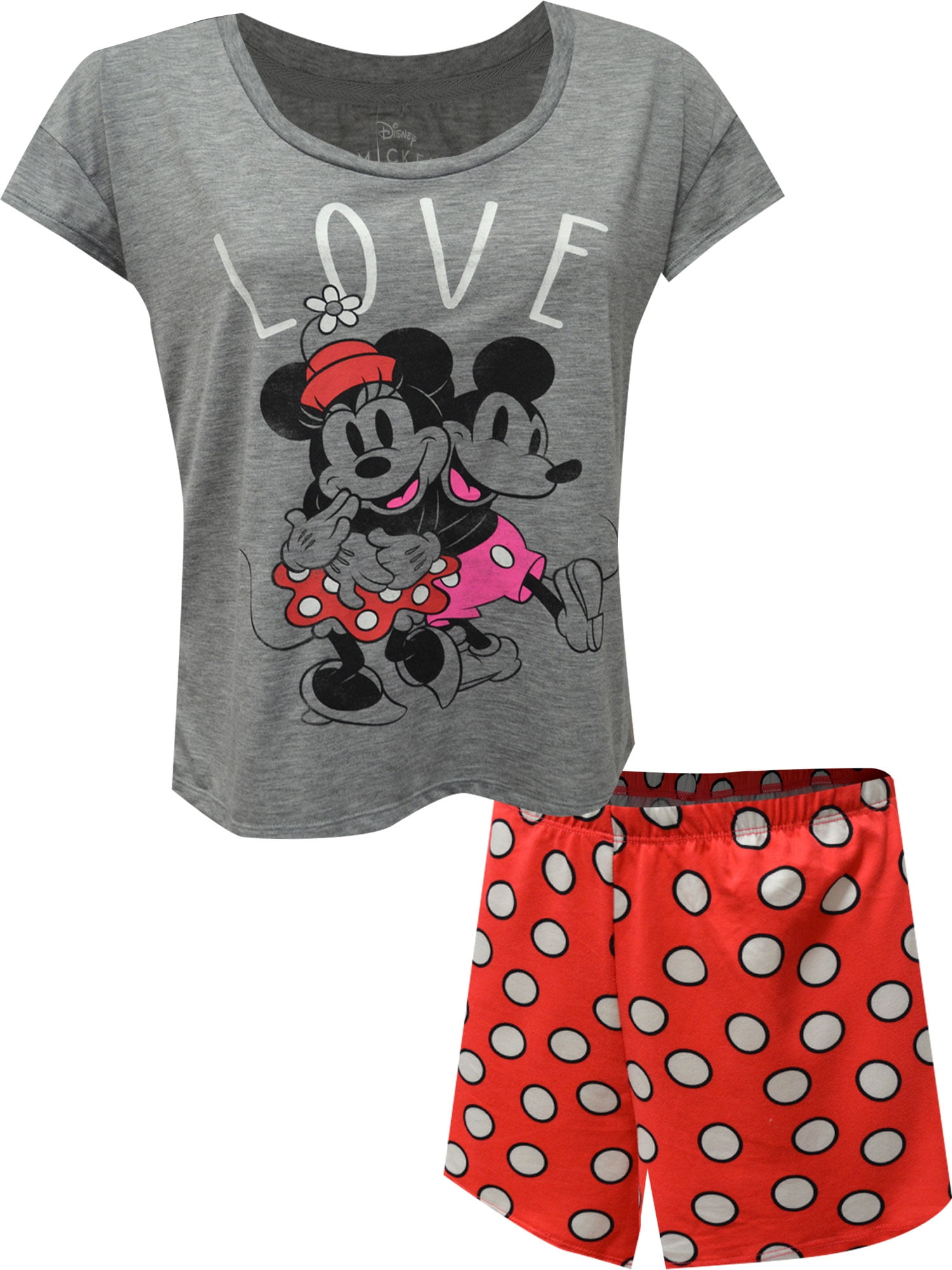 Richard Leeds Womens Disney Minnie and Mickey Shortie Pajama Set, Red ...