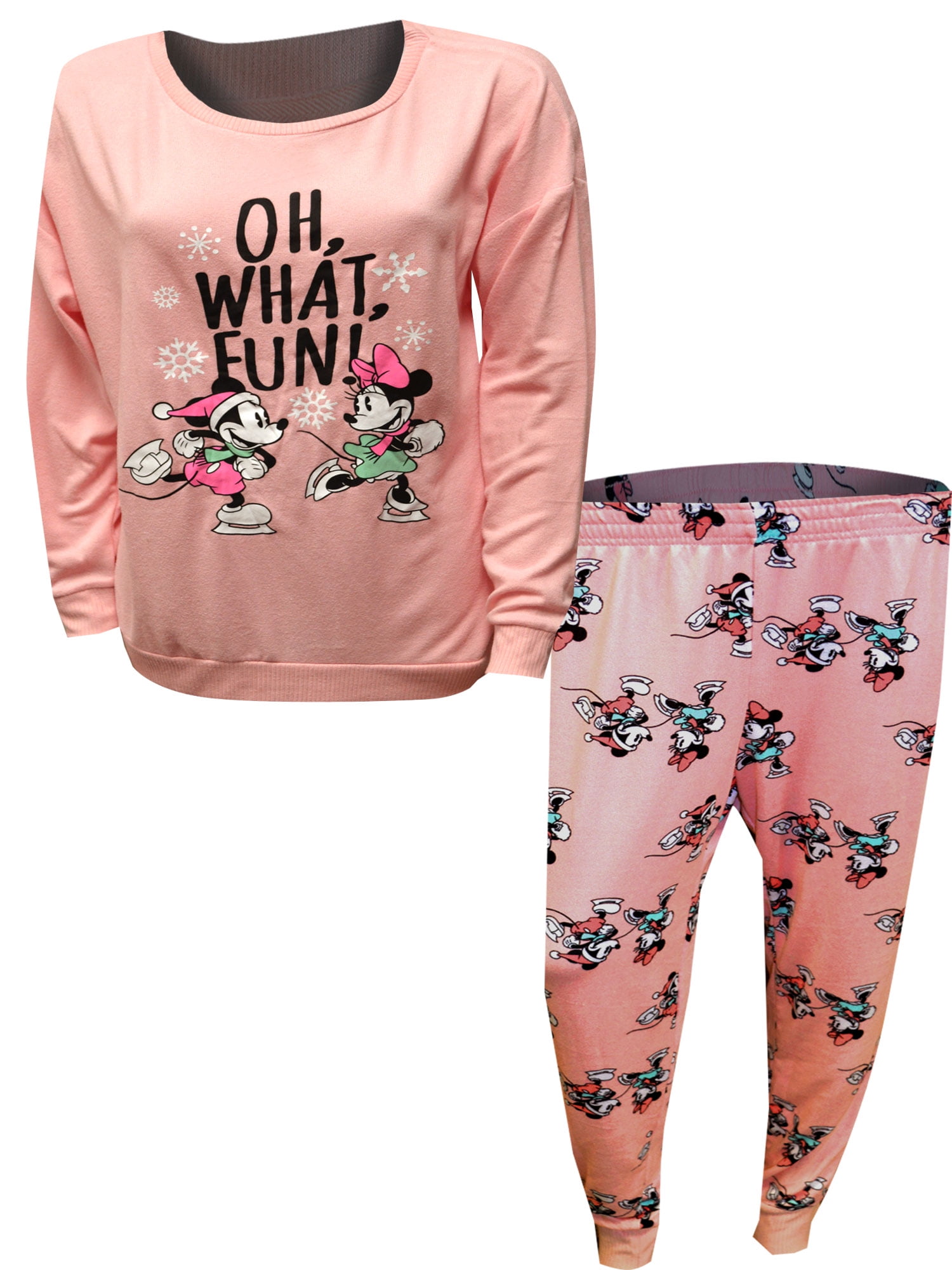 Richard Leeds Womens Minnie and Mickey Mouse Oh What Fun Holiday Pajama ...