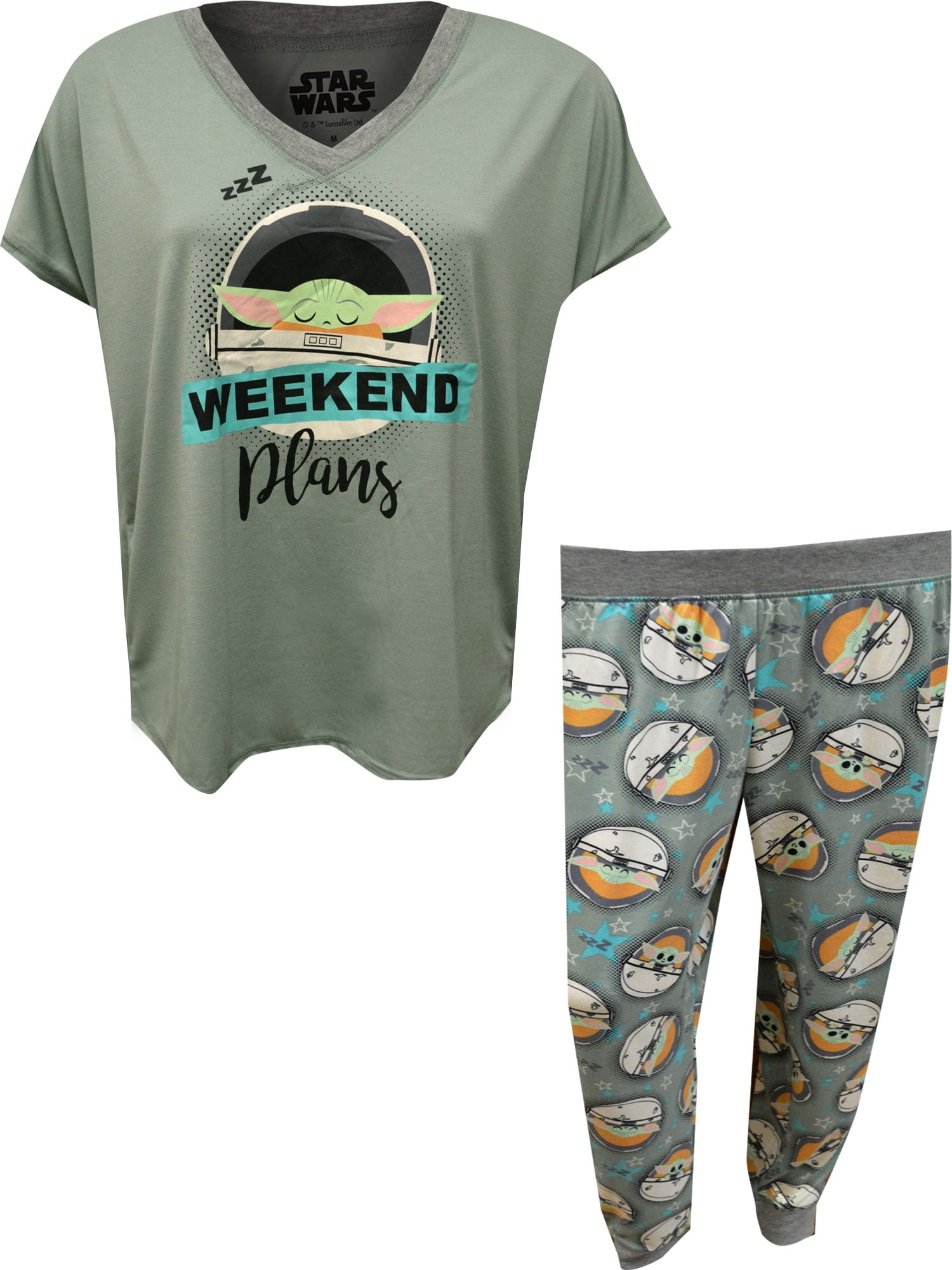 Richard Leeds Womens Star Wars Mandalorian Grogu Weekend Plans Pajama ...