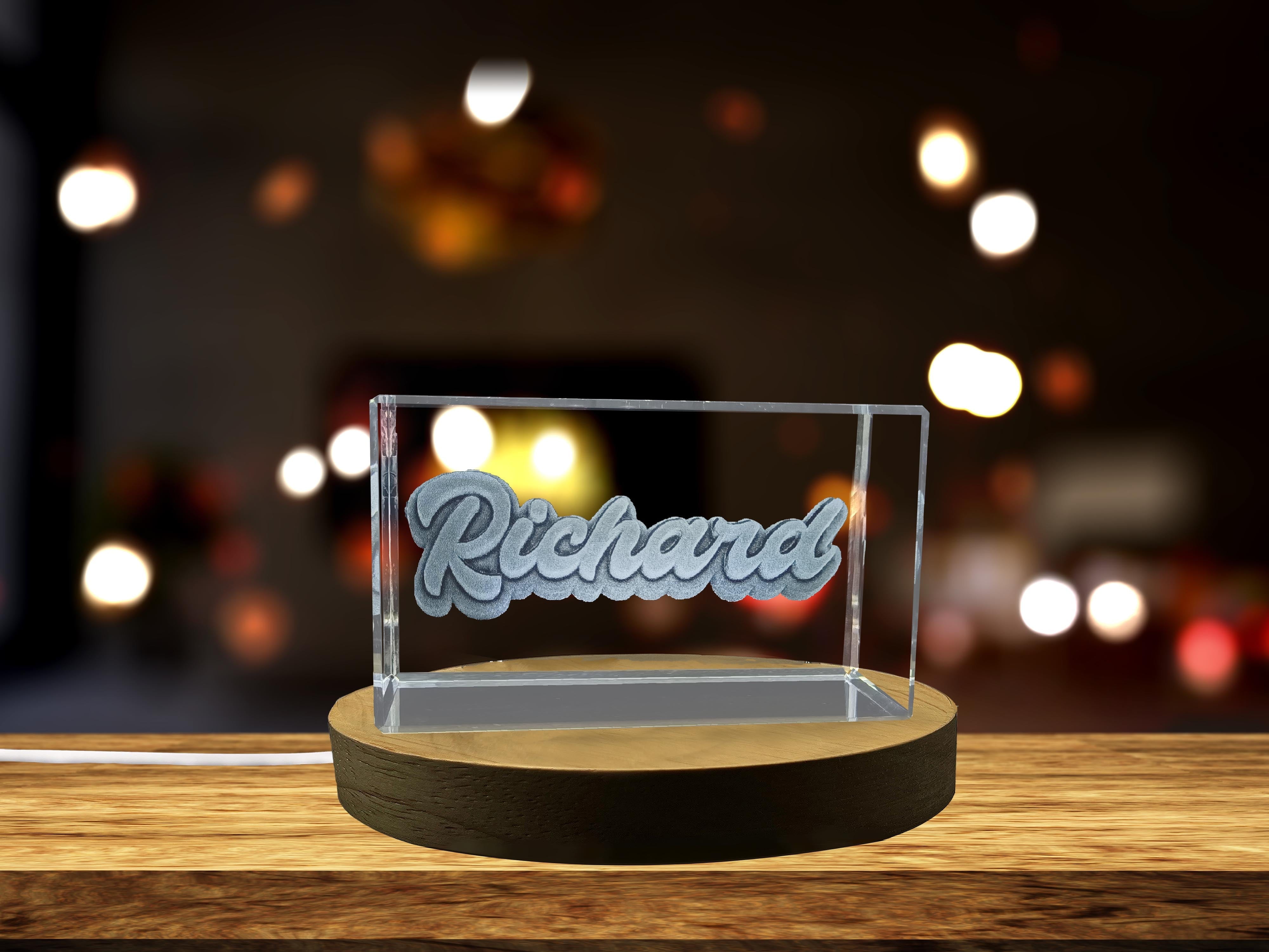 Richard| Names Art 3D Engraved Crystal - Walmart.com