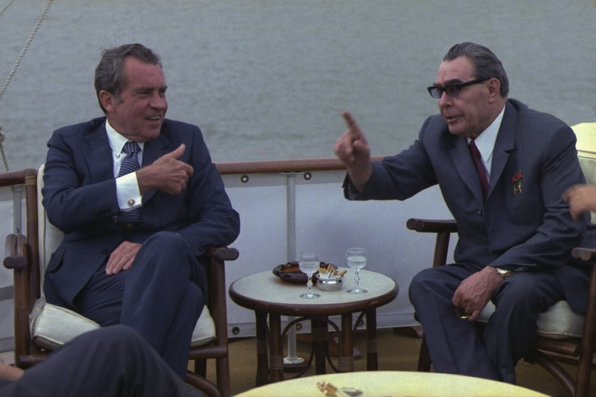 Richard Nixon And Leonid Brezhnev Aboard The Presidential Yacht Sequoia ...
